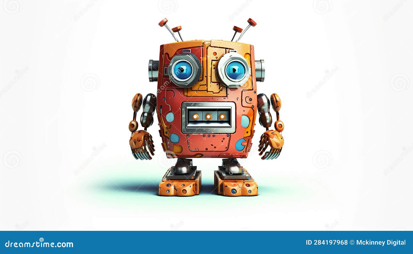 Colorful Robot with Gears on White Background. Stock Illustration ...