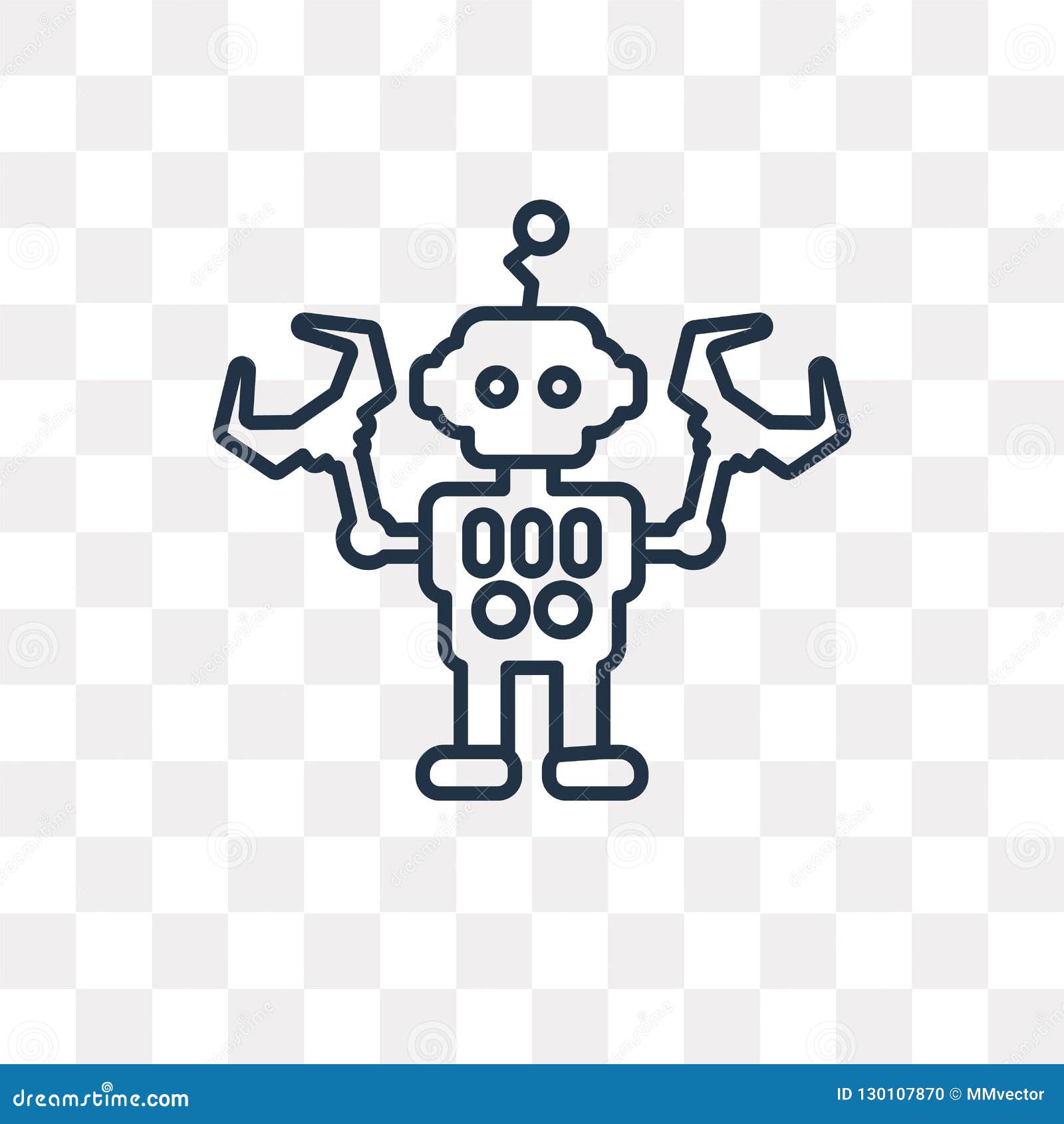Robot Vector Icon Isolated on Transparent Background, Linear Rob Stock ...