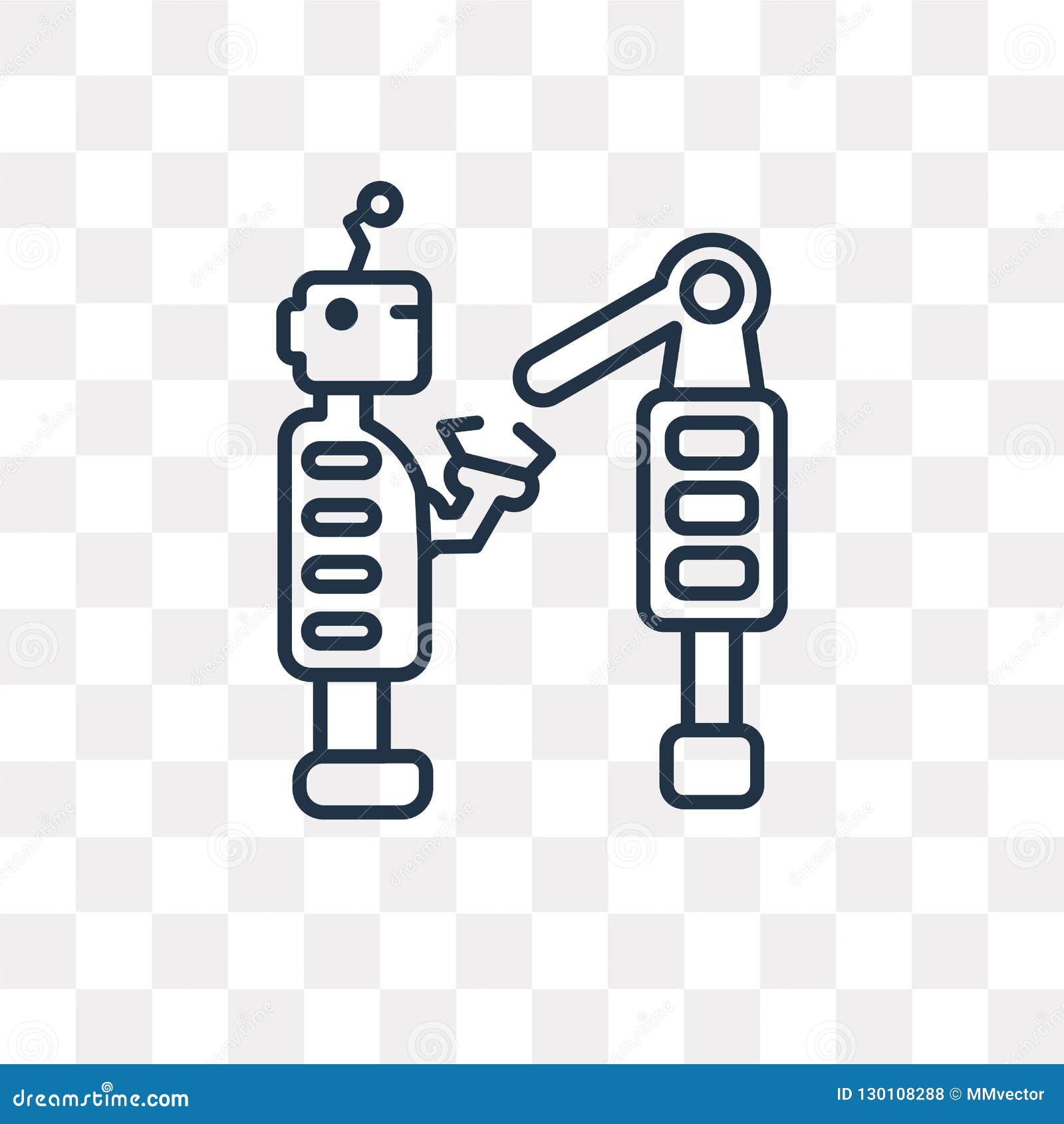 Robot Vector Icon Isolated on Transparent Background, Linear Rob Stock ...