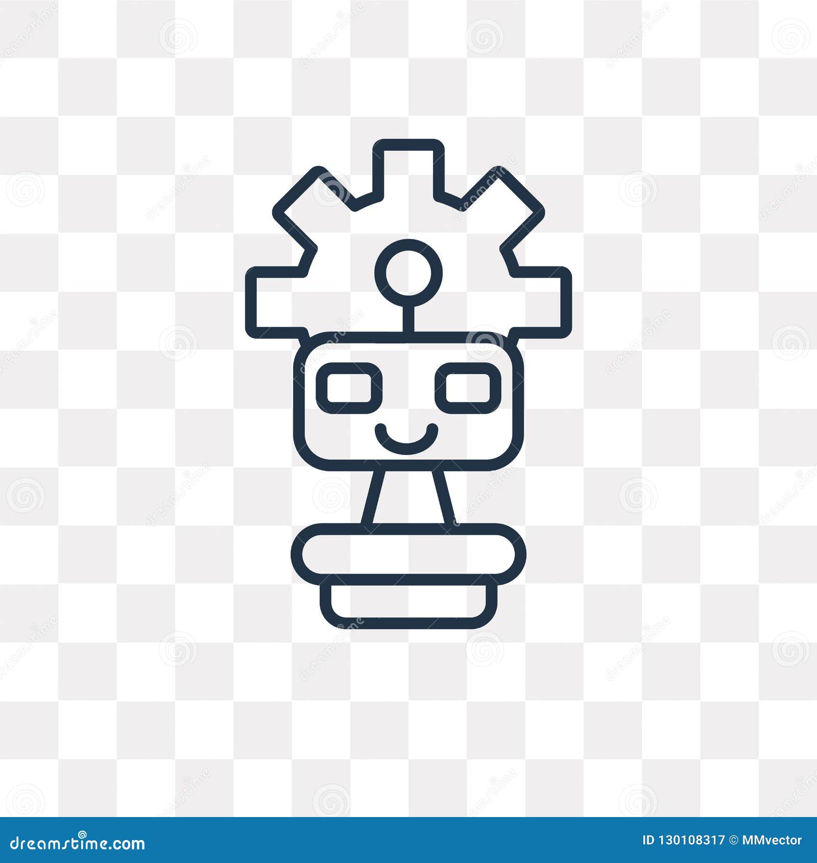 Robot Vector Icon Isolated on Transparent Background, Linear Rob Stock ...