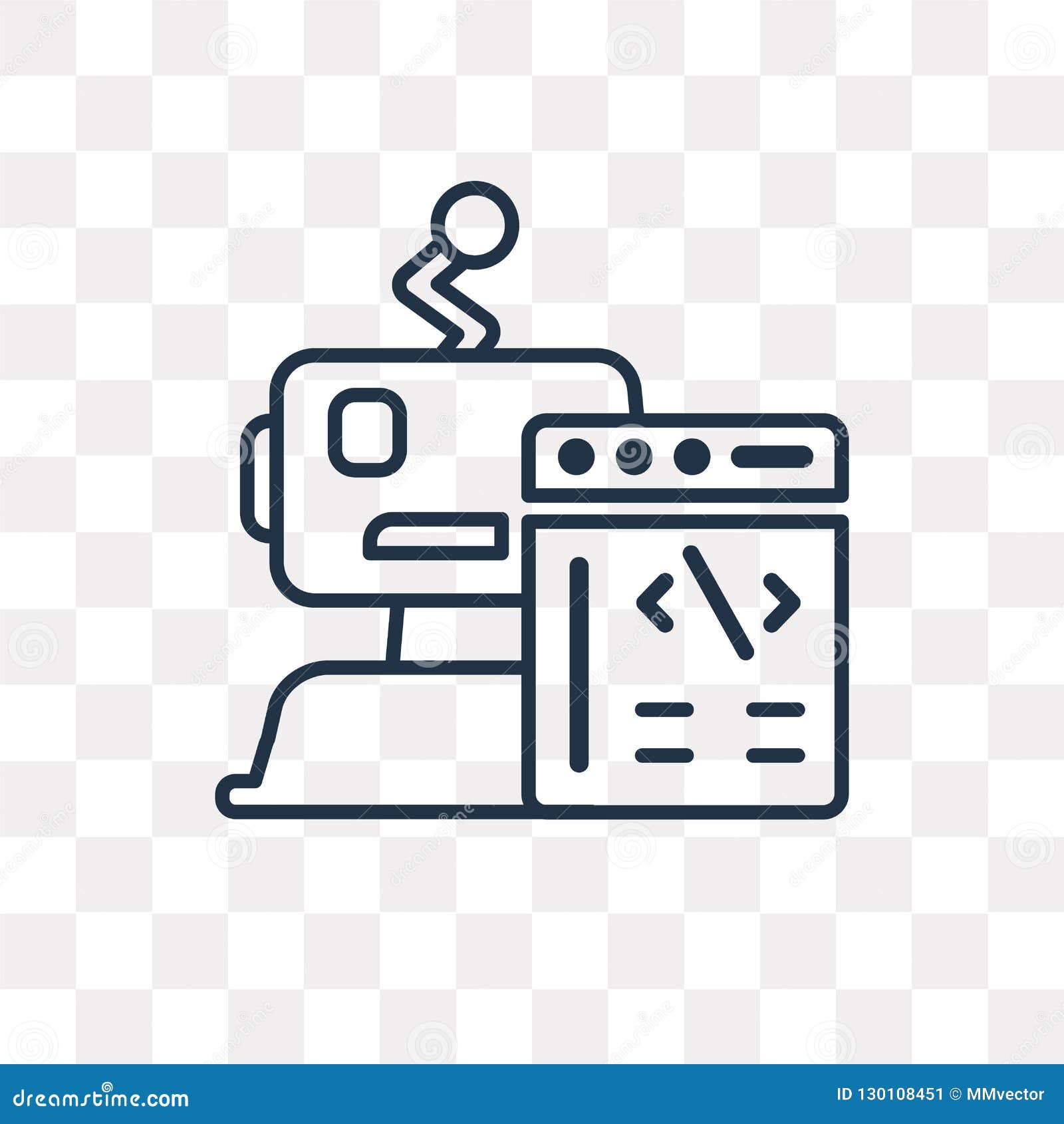 Robot Vector Icon Isolated on Transparent Background, Linear Rob Stock ...