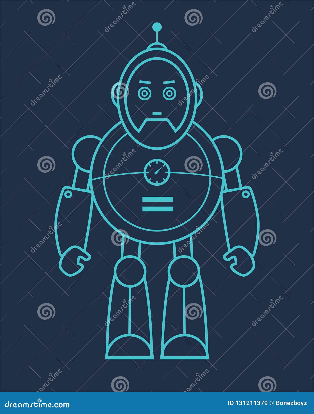 Blue Line Robot Illustration Stock Vector - Illustration of automation ...