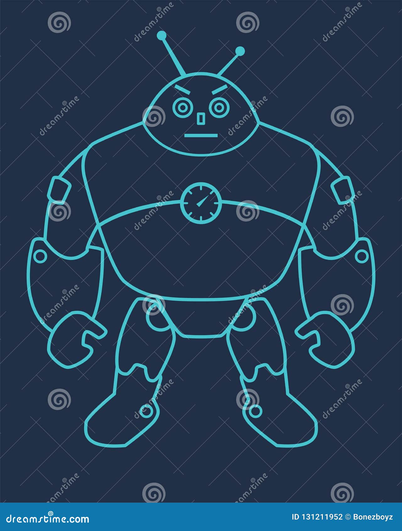 Outline Robot illustration stock vector. Illustration of friendly ...