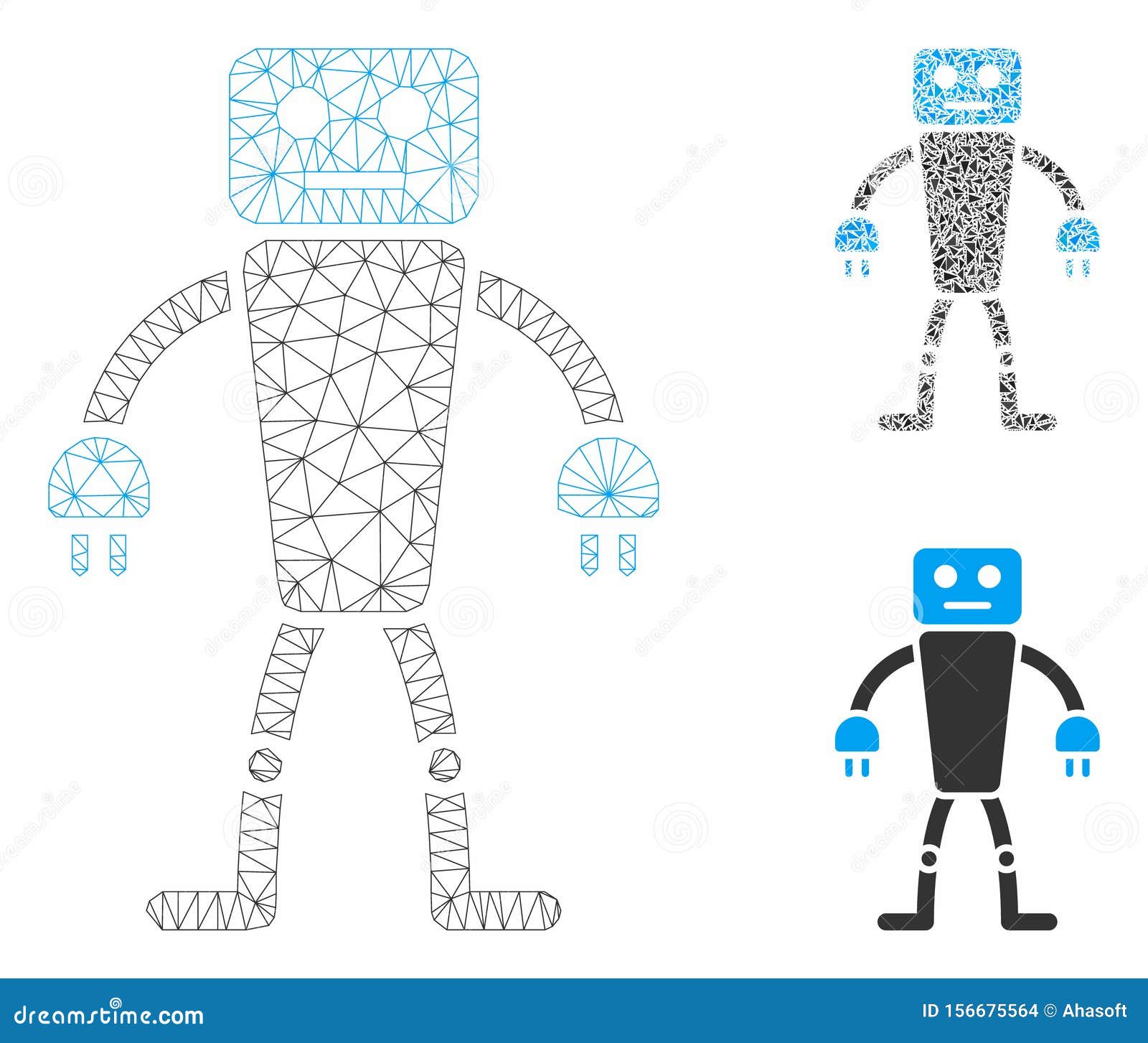 Robot Vector Mesh Wire Frame Model and Triangle Mosaic Icon Stock ...