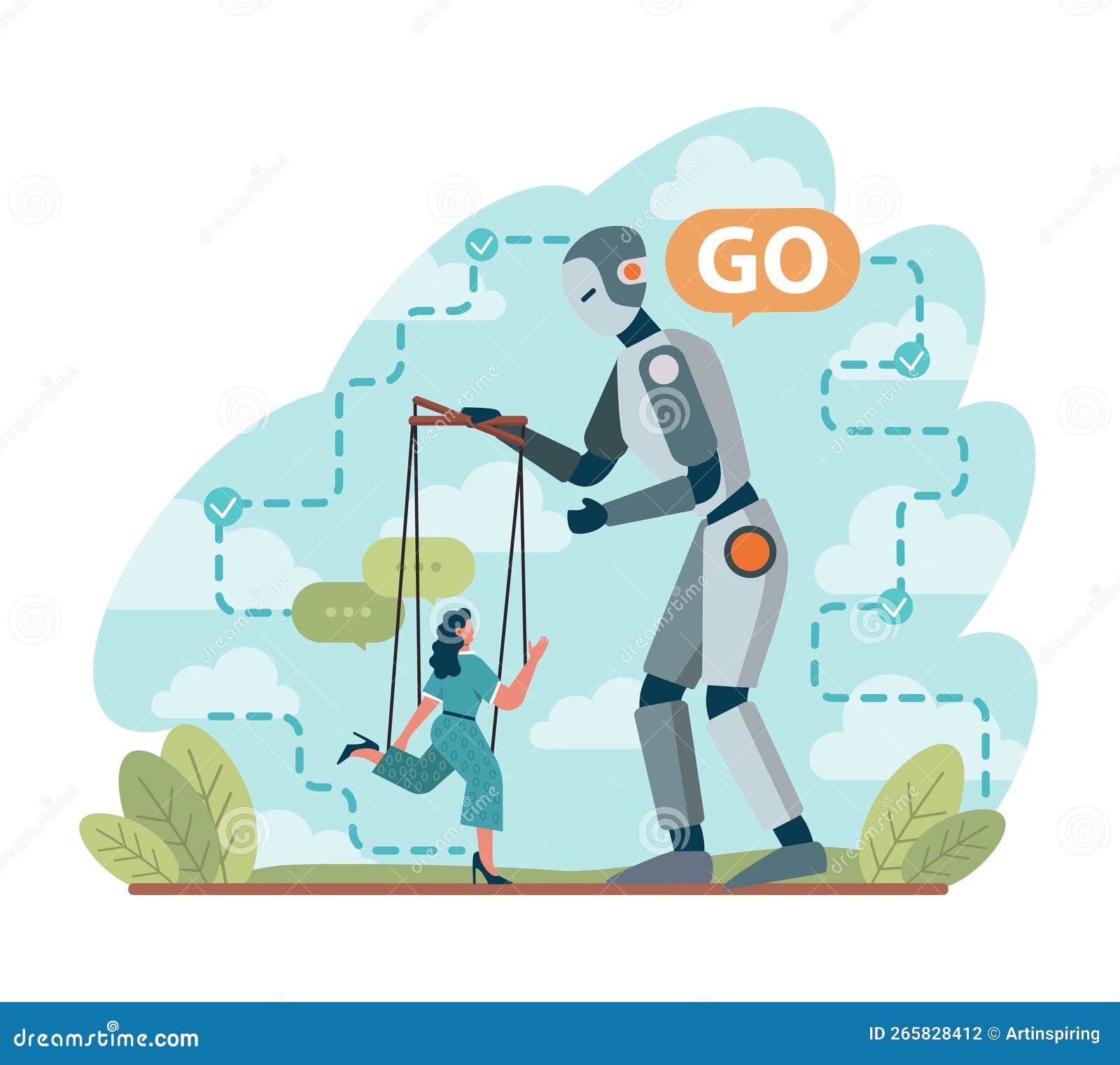 Robot Versus Human Concept. Idea of Artificial Intelligence Development ...