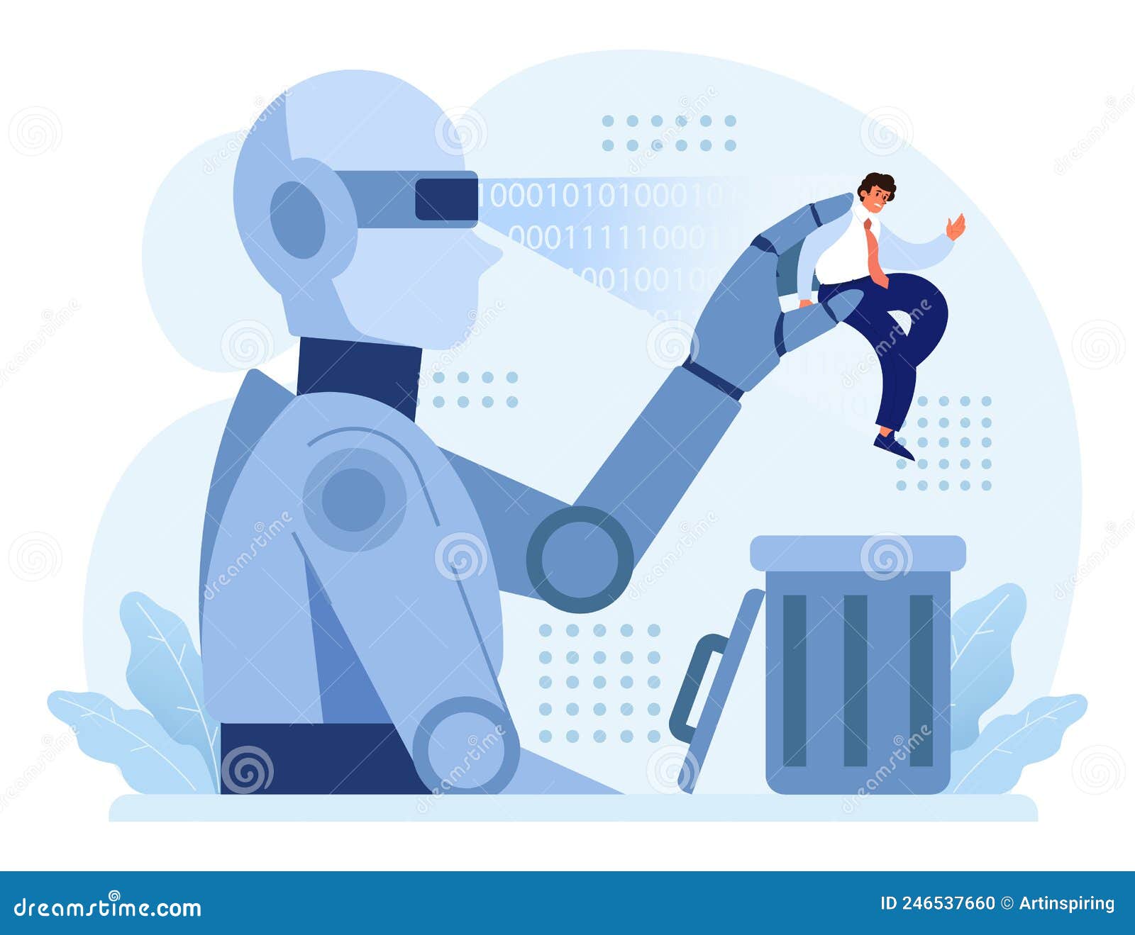 Robot Versus Human Flat Vector Illustration Set. Man Competing With ...