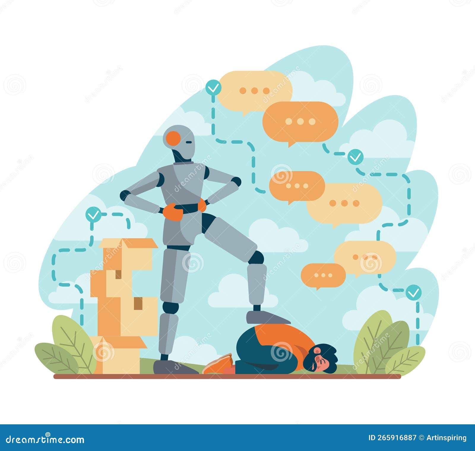 Robot Versus Human Concept. Idea of Artificial Intelligence Development ...