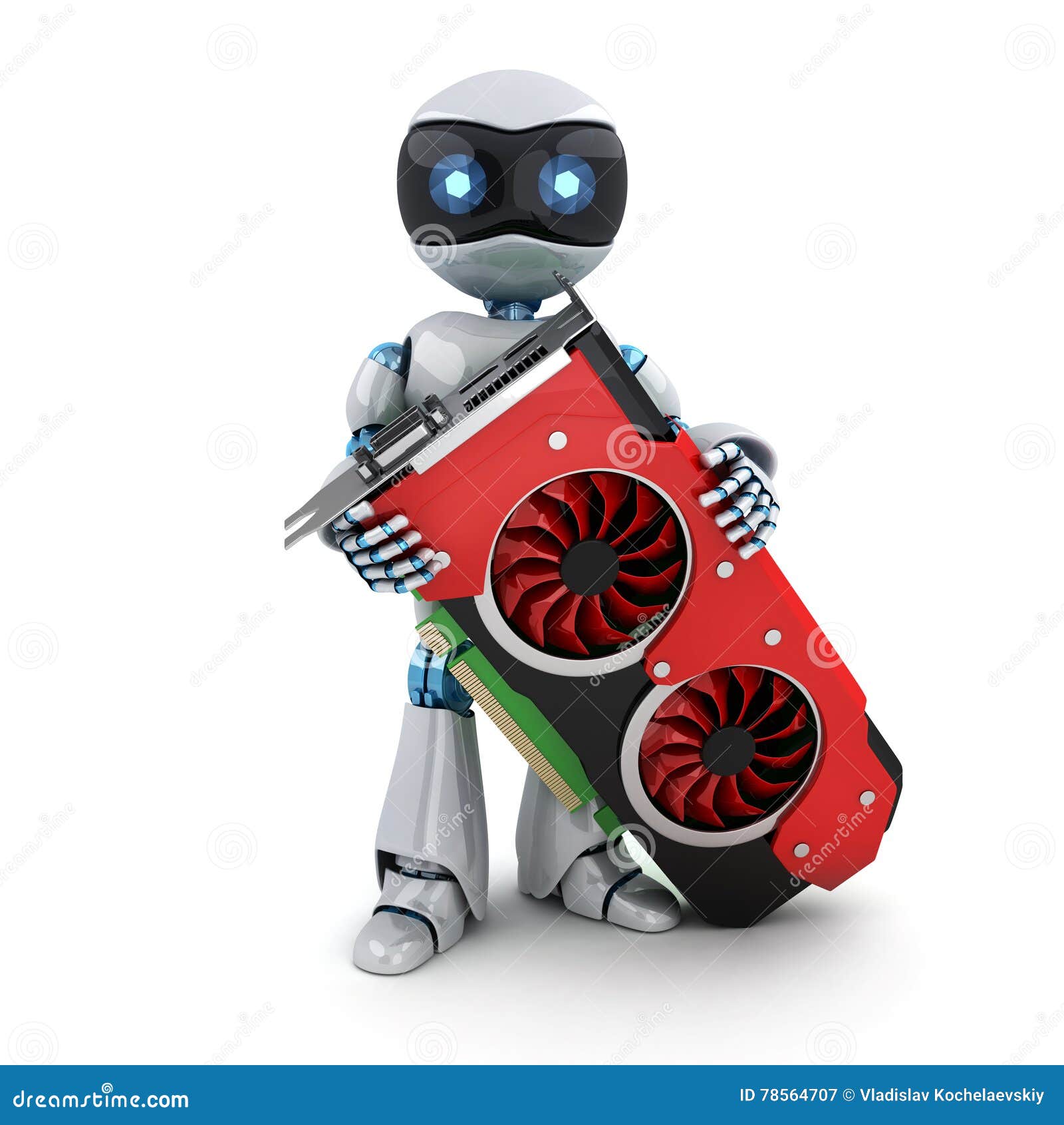 Robot and video card stock illustration. Illustration of spares - 78564707