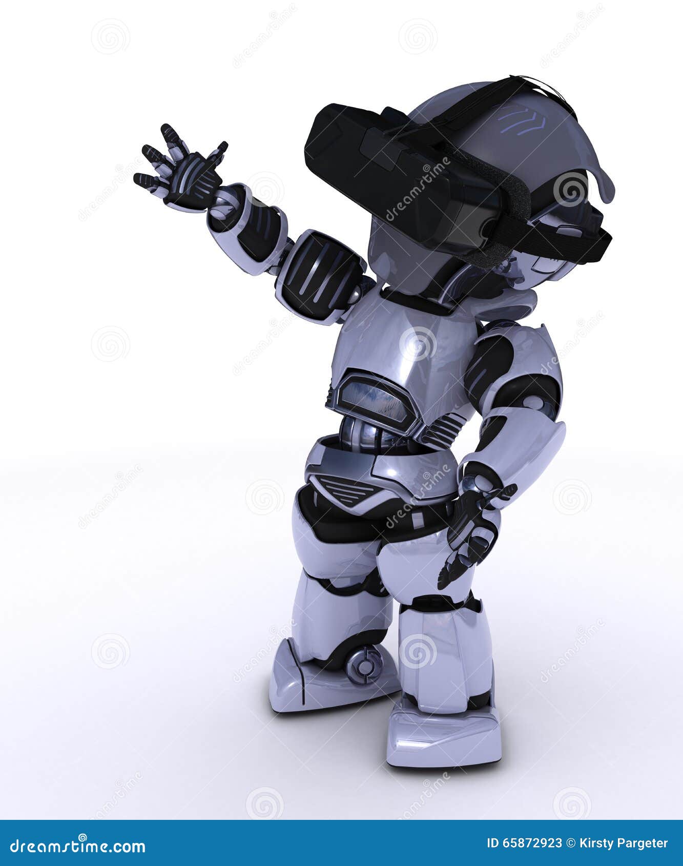 Robot with VR Head Set stock illustration. Illustration of headset ...