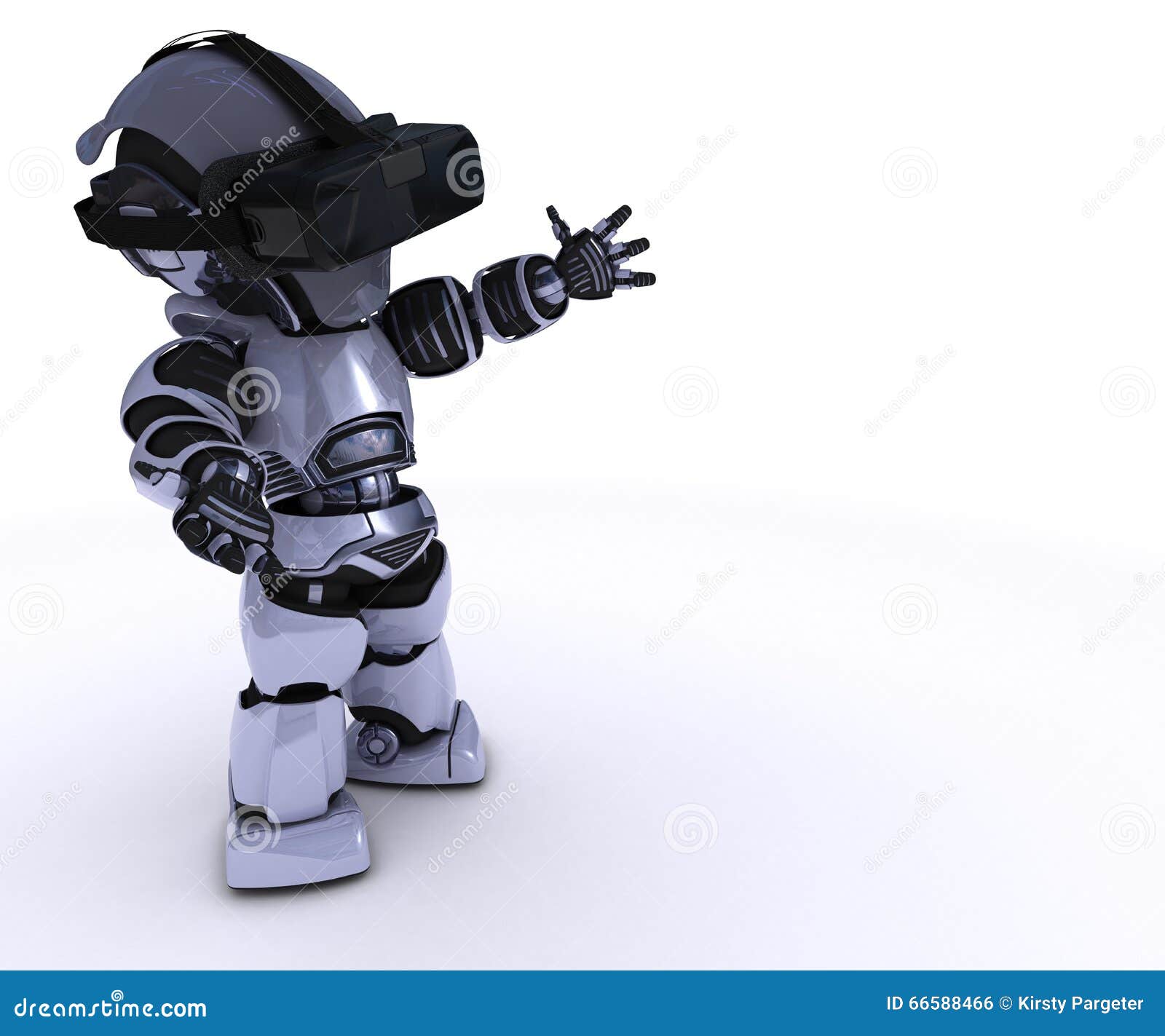 Robot with VR Head Set stock illustration. Illustration of cyborg ...