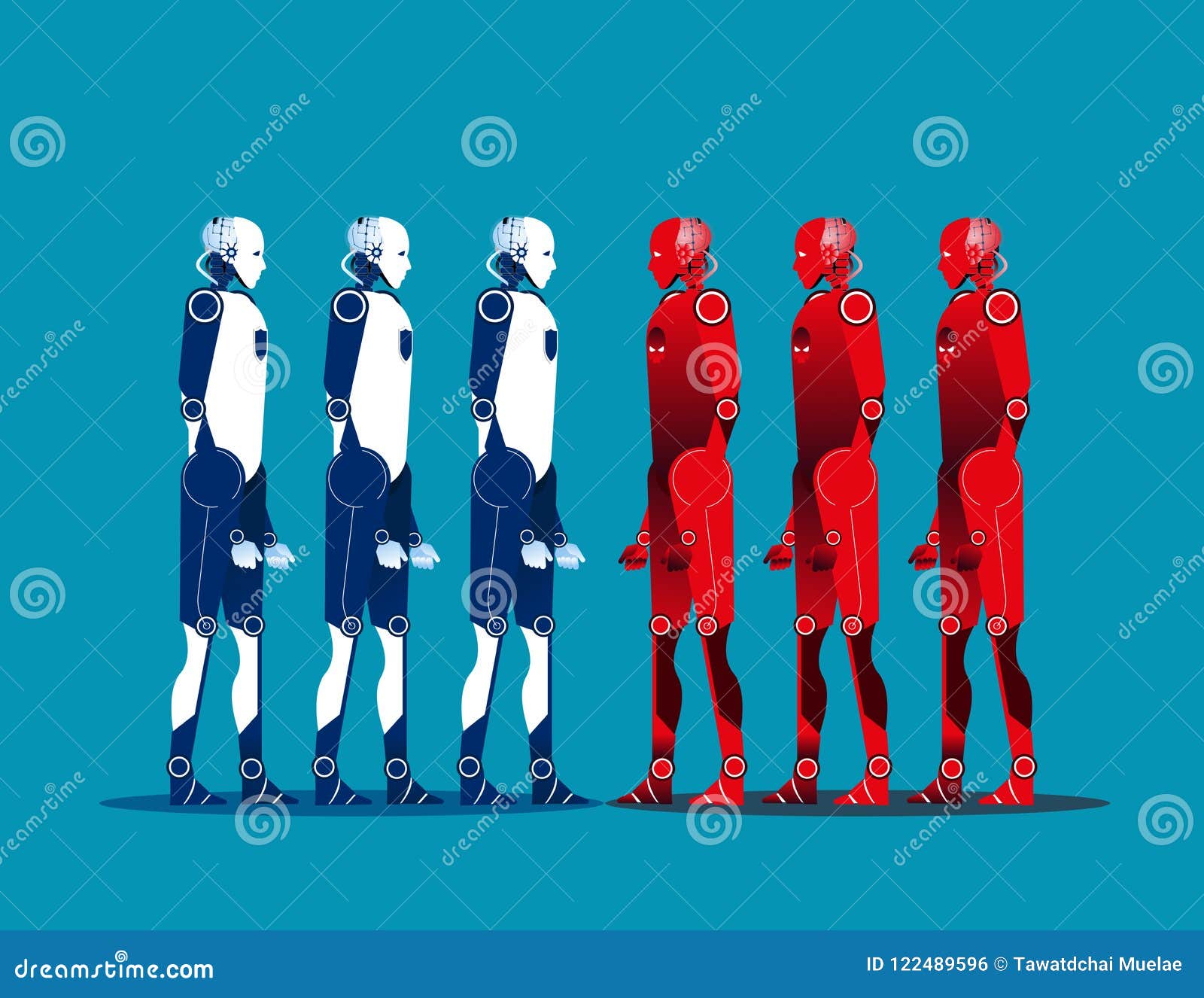 Robot Vs Robot. Concept Technology Vector Illustration Stock Vector ...