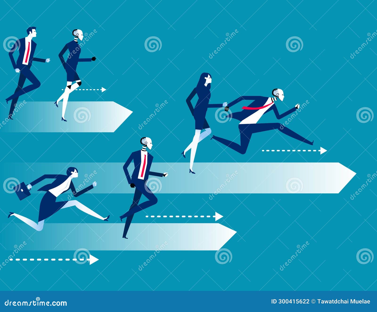 Robot Vs Human Race Competition. Business Artificial Intelligence ...