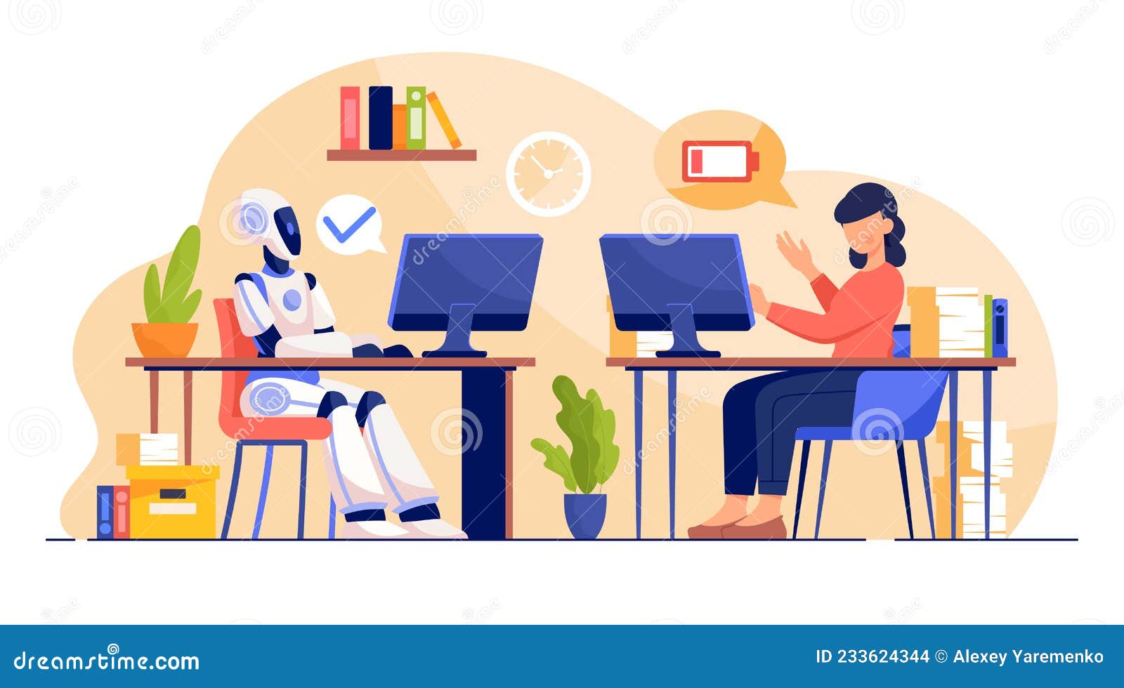 Robot vs human stock vector. Illustration of digital - 233624344