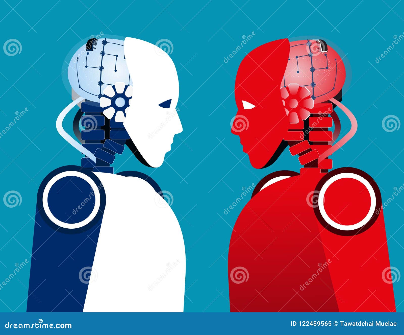 Robot Vs Robot. Concept Technology Vector Illustration Stock Vector ...