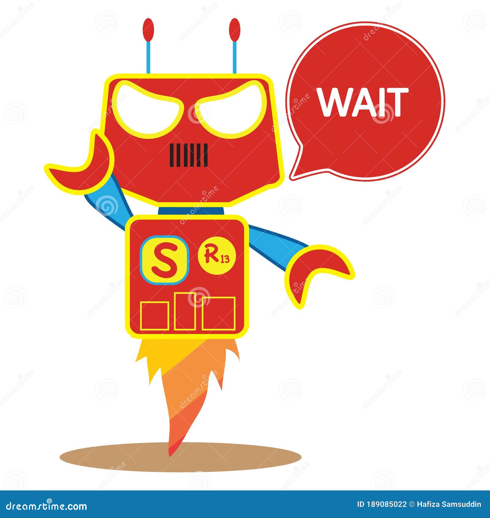 Robot with Wait Speech Bubble. Vector Illustration Decorative Design ...
