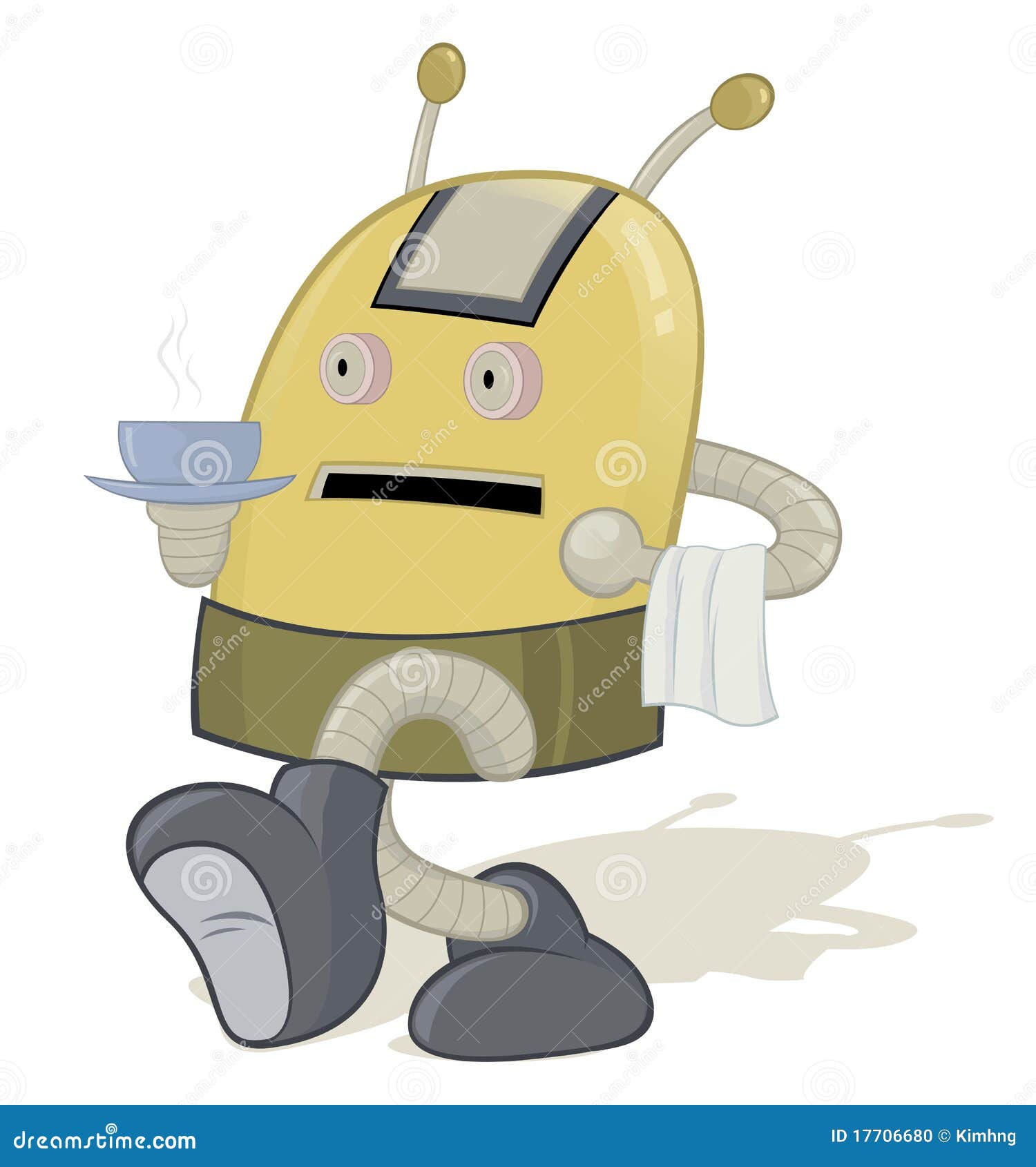 Robot Waiter Cartoon Vector | CartoonDealer.com #35065403