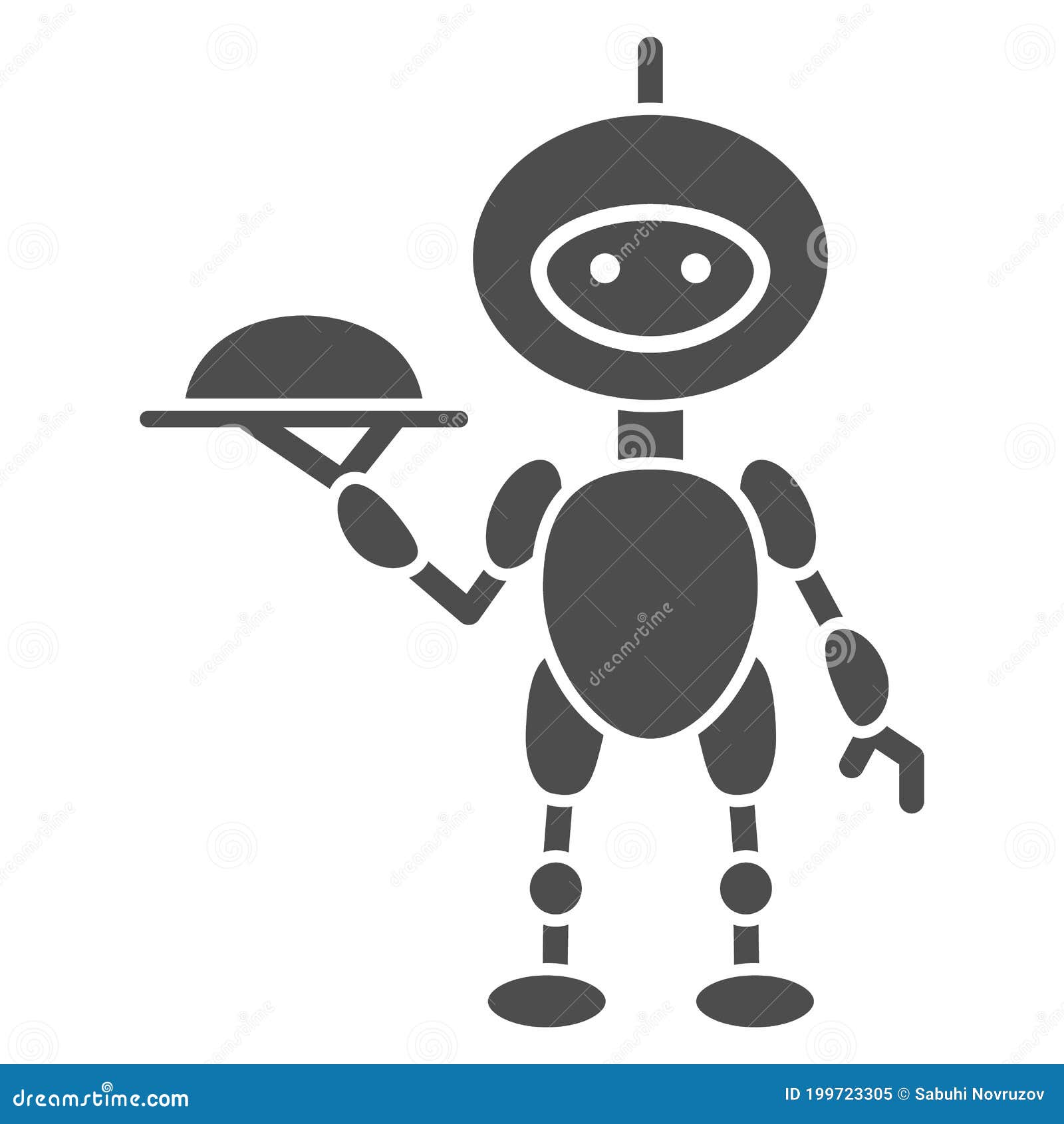 Robot Waiter Solid Icon, Robotization Concept, Future Restaurant ...
