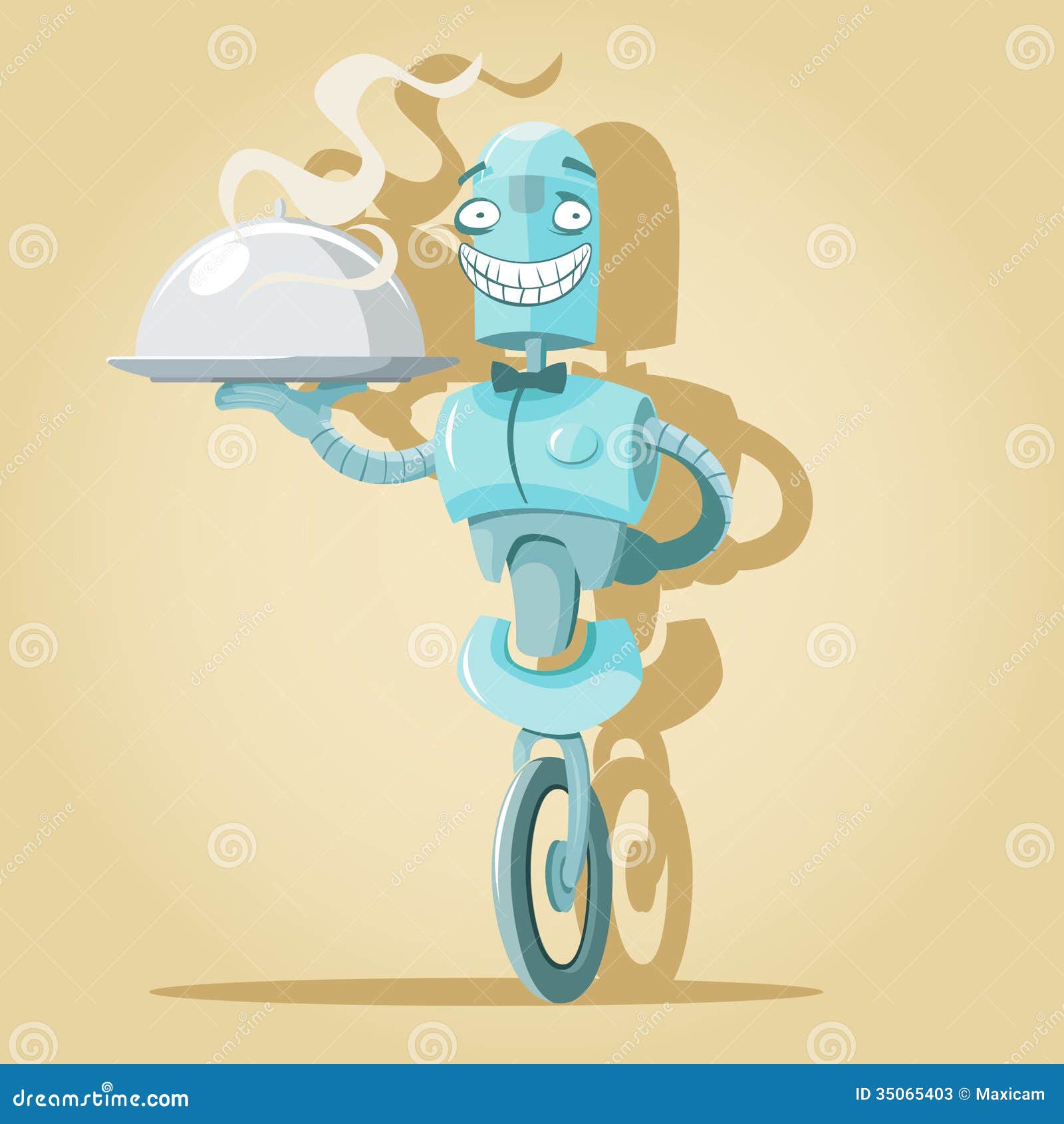 Robot Waiter Cartoon Vector | CartoonDealer.com #35065403