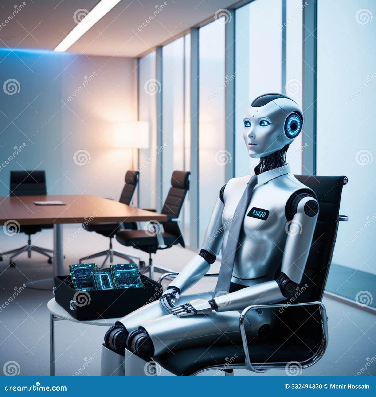 A Robot Waiting in a Modern Office for a Job Interview. Ai Artificial ...