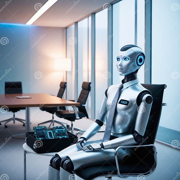 A Robot Waiting in a Modern Office for a Job Interview. Ai Artificial ...