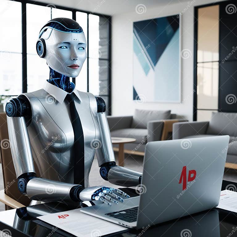 A Robot Waiting in a Modern Office for a Job Interview. Ai Artificial ...