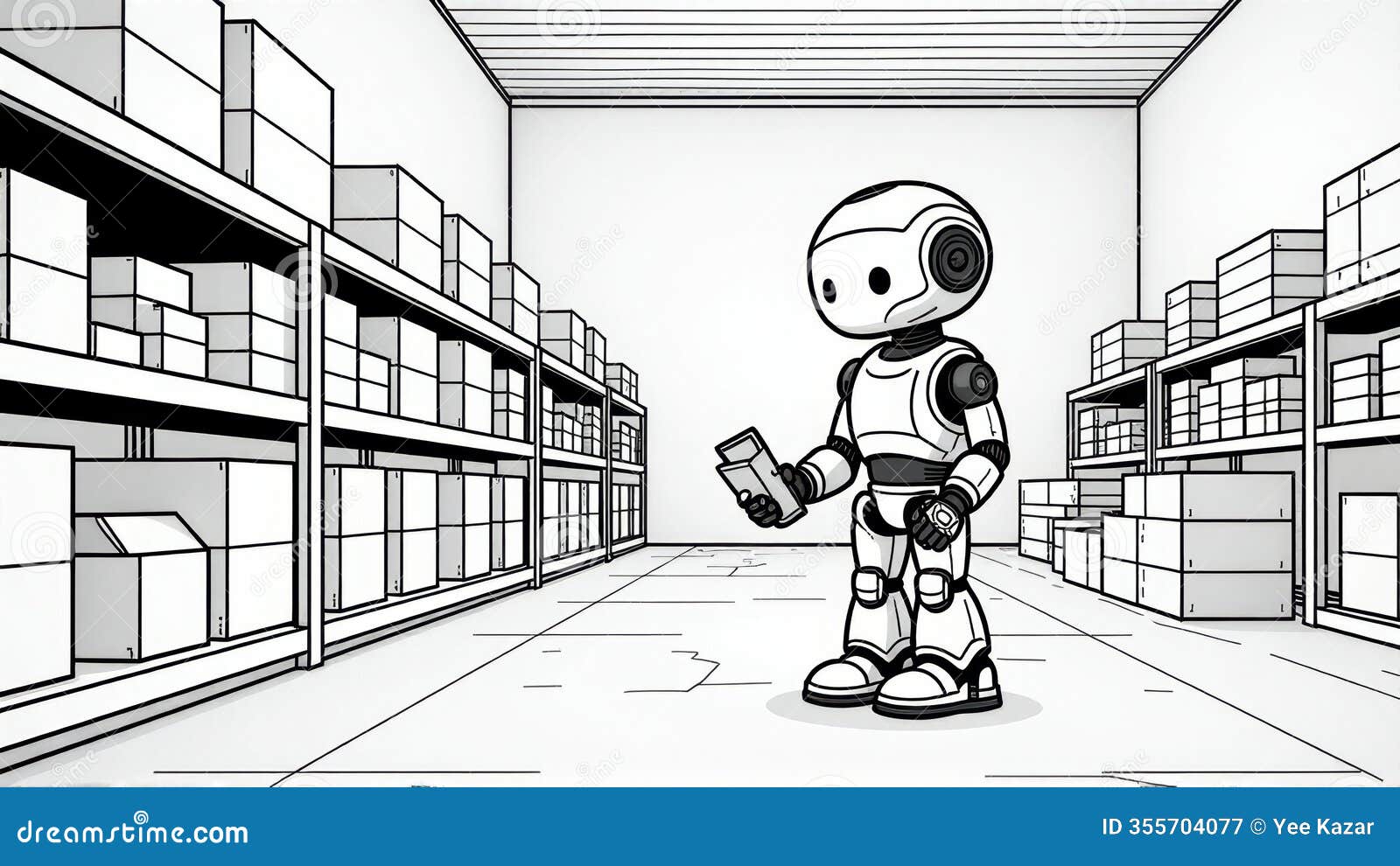 Robot in Warehouse Inventory Management Stock Illustration ...