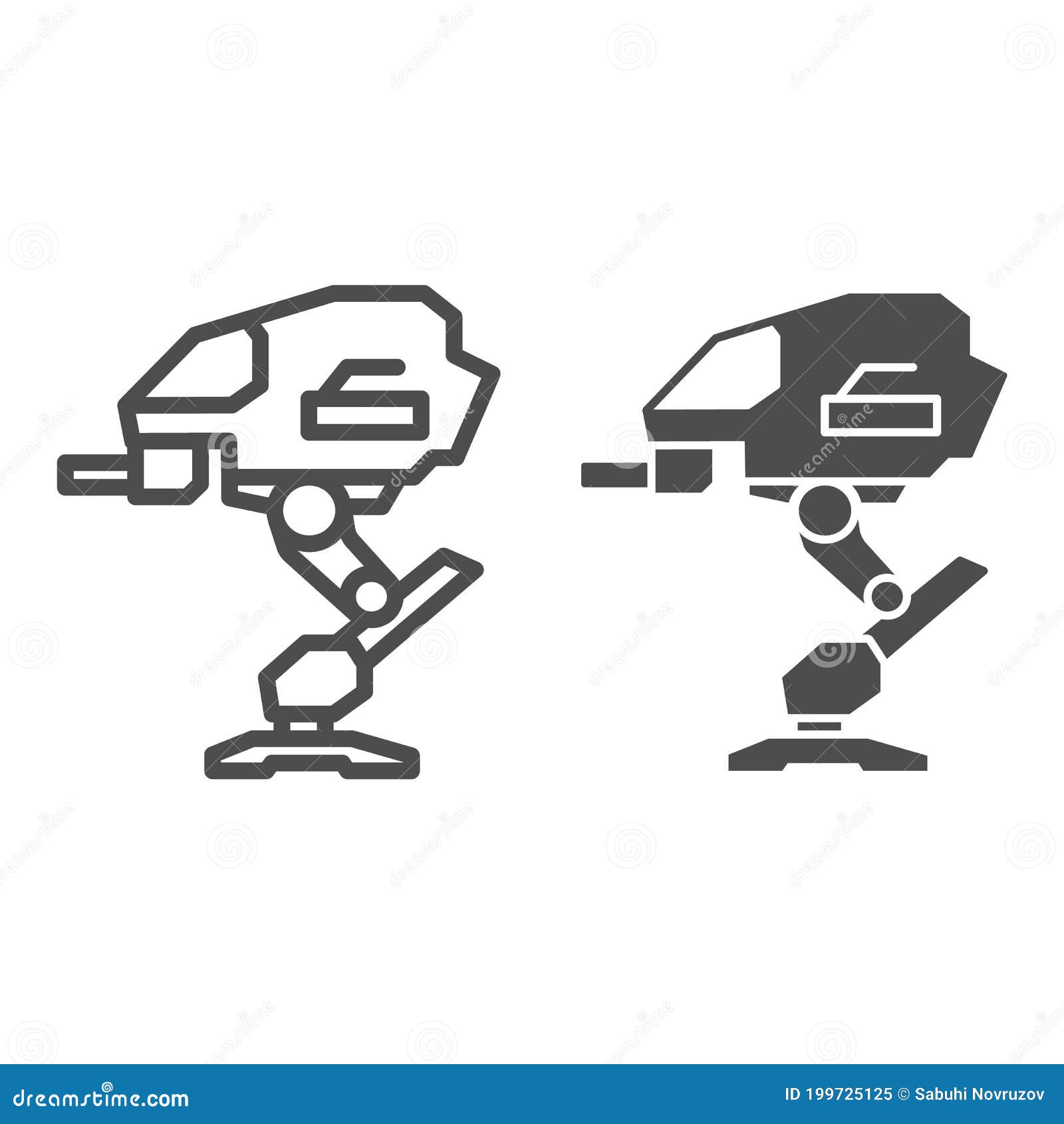 Robot Warrior Line and Solid Icon, Robotization Concept, Mechanical ...