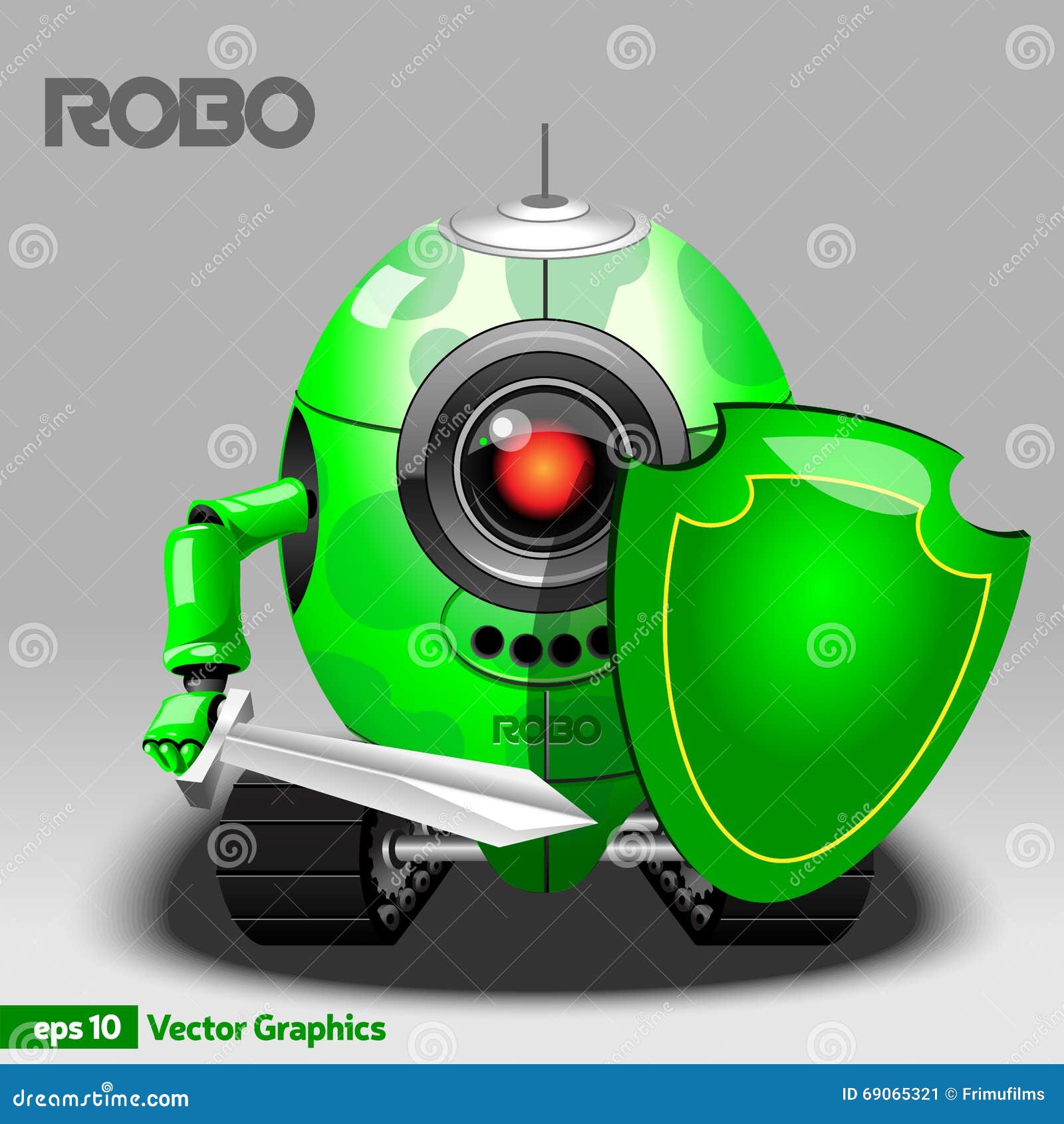 Robot Warrior with Shield and Sword Stock Illustration - Illustration ...