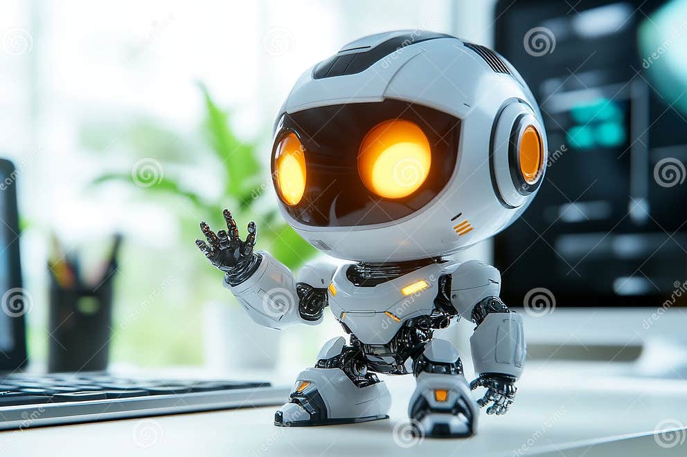 Robot Waves His Hand, Hello Technology of Tomorrow. a Friendly Android with AI Computer is ...