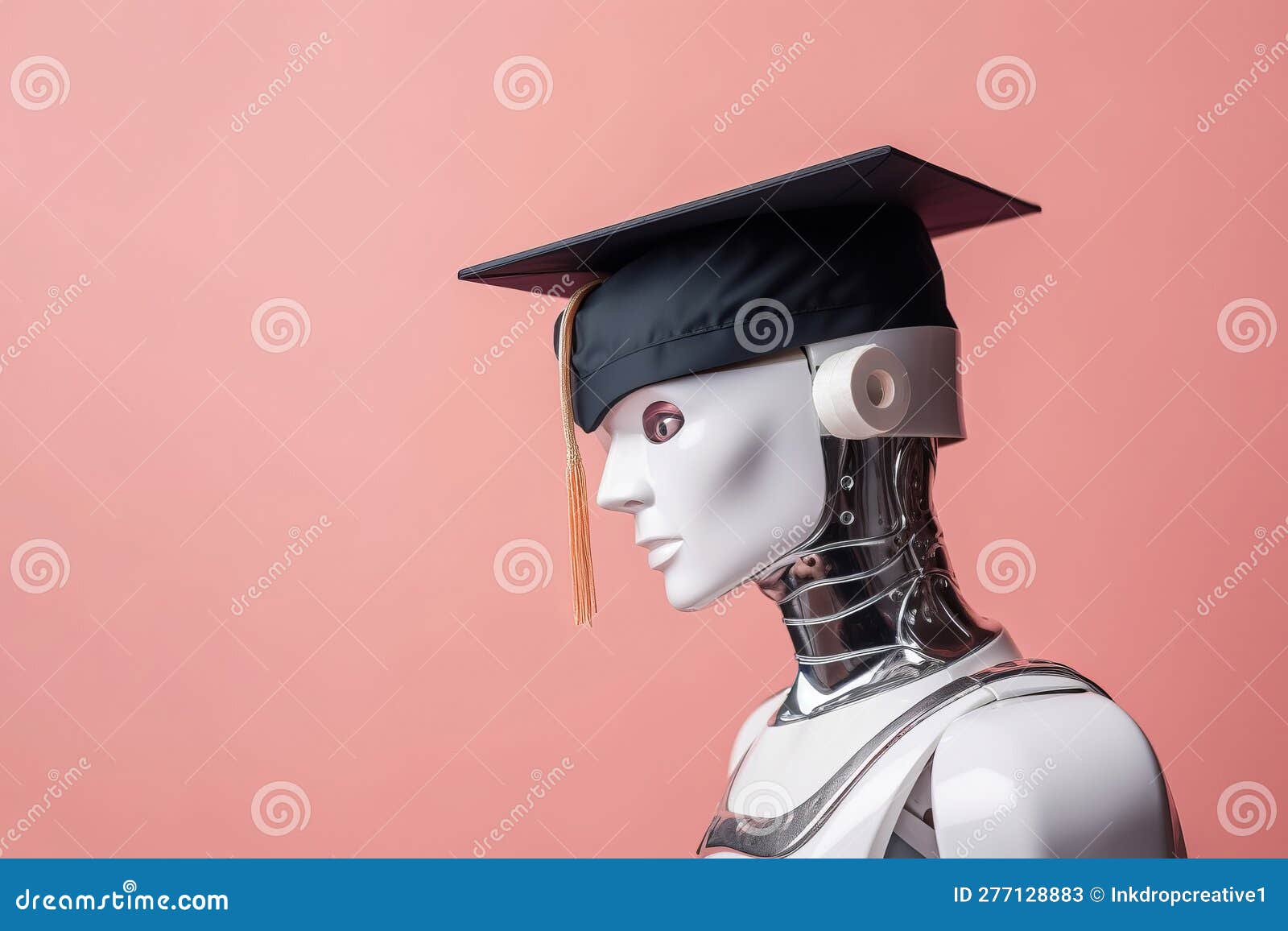 Robot Wearing a University Graduation Cap. Ai Learning and Education ...