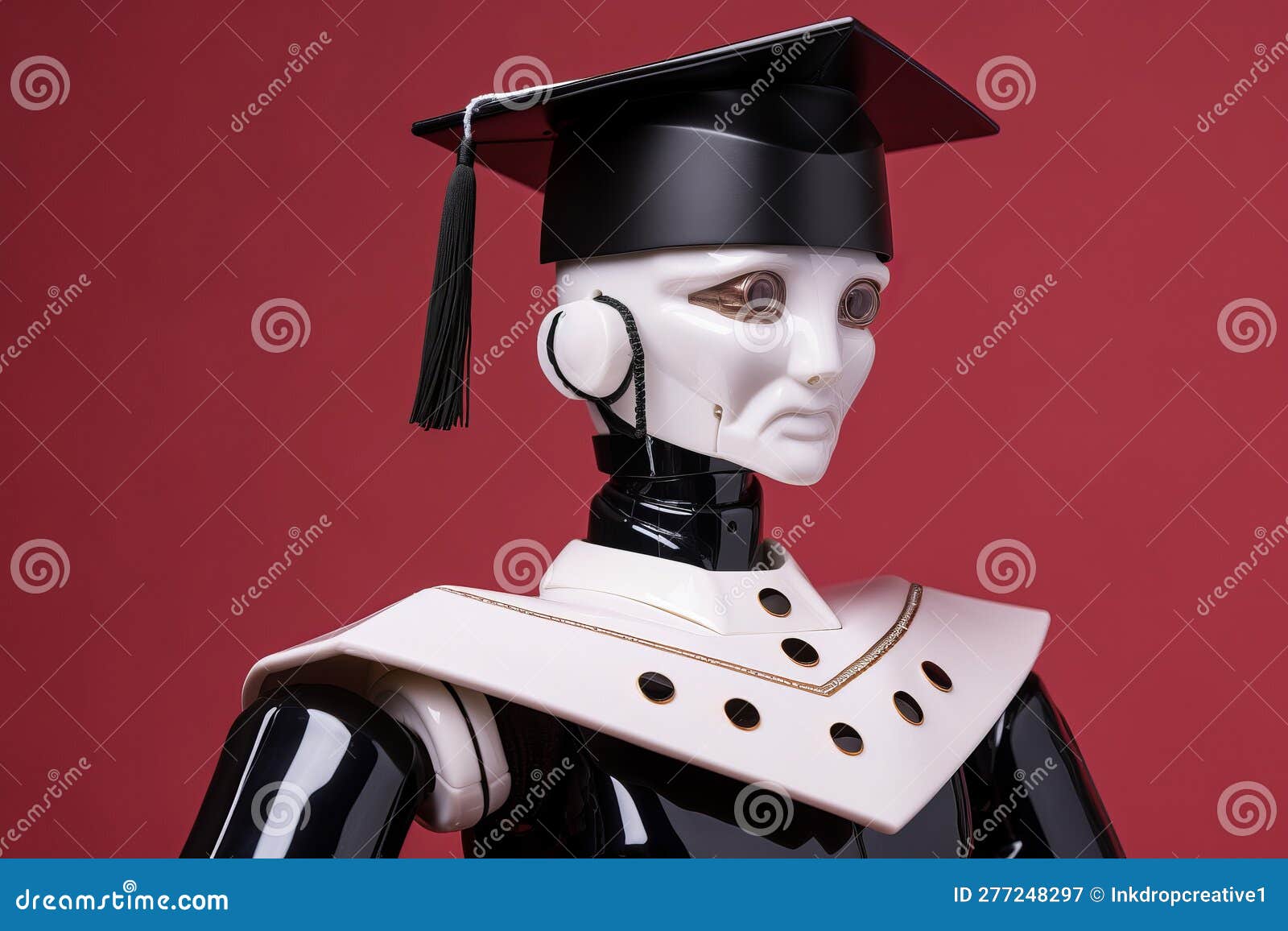 Robot Wearing a University Graduation Cap. Ai Learning and Education ...