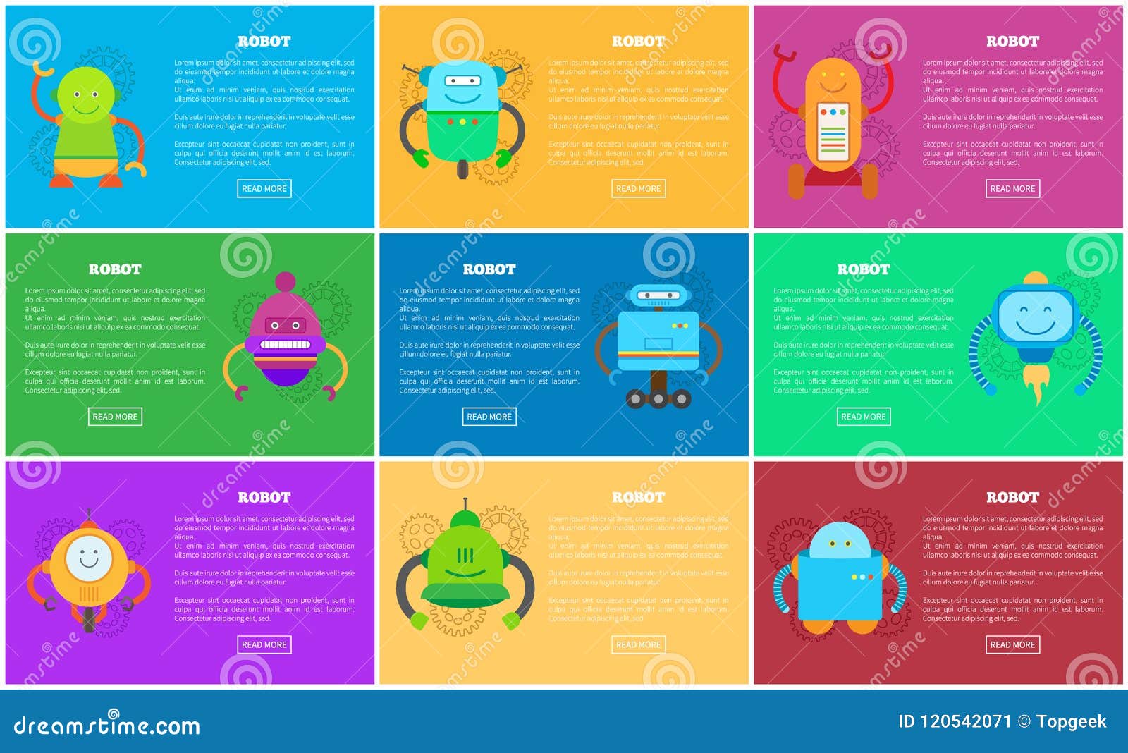 Robot Web Pages Collection Vector Illustration Stock Vector ...