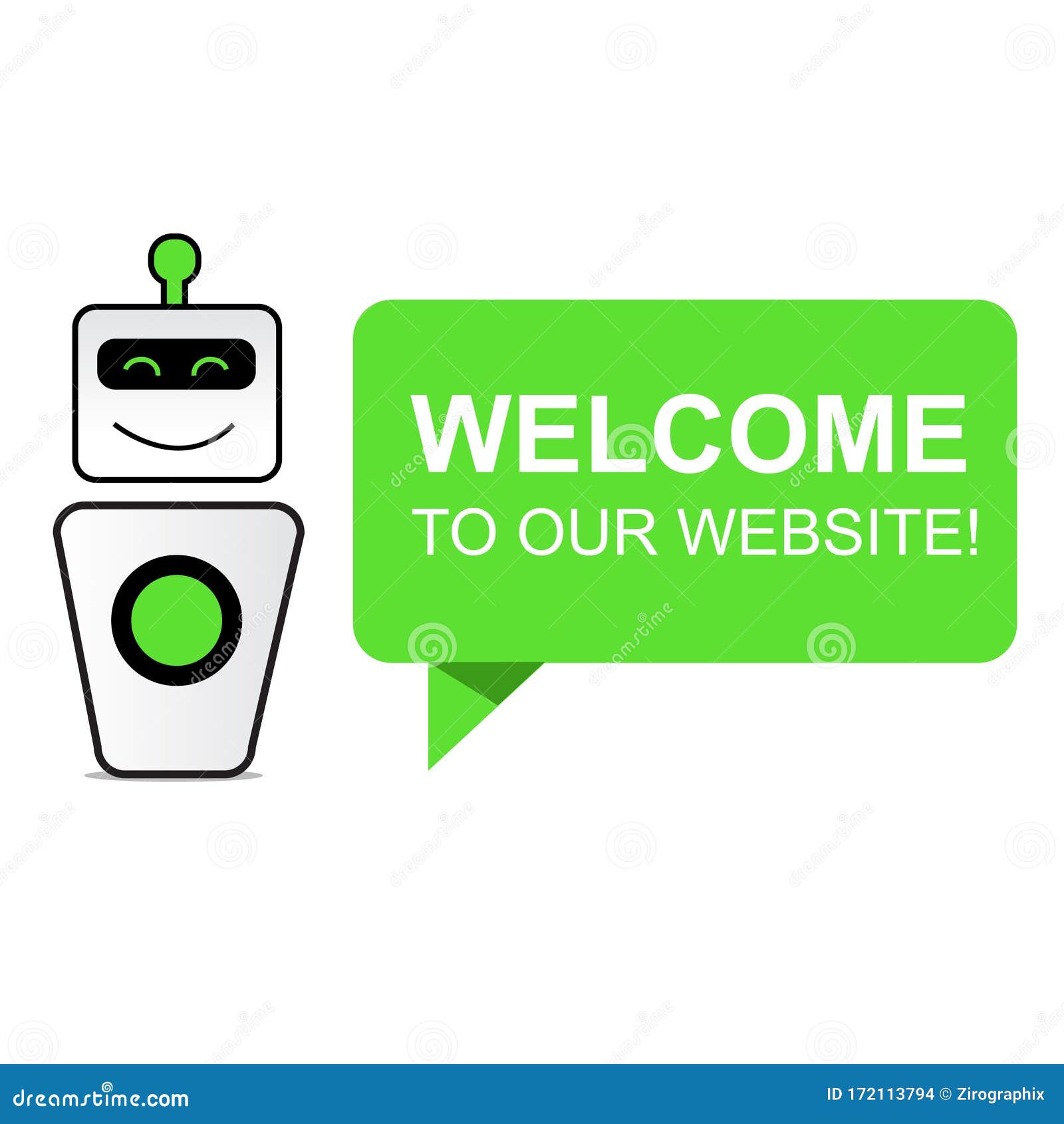 Robot Welcome To Our Site Button Illustration Stock Vector ...
