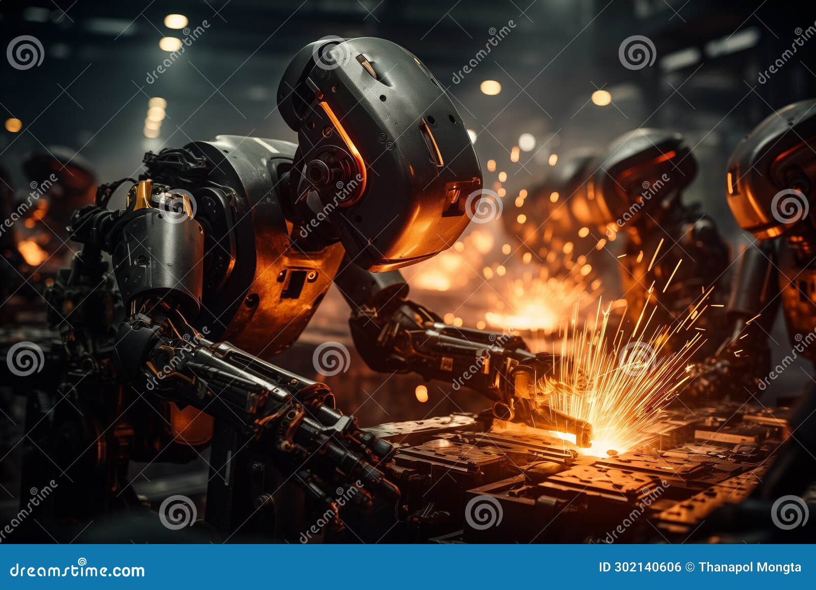 Robot Welding is Welding Assembly Part in Factory, Firework, Generative ...