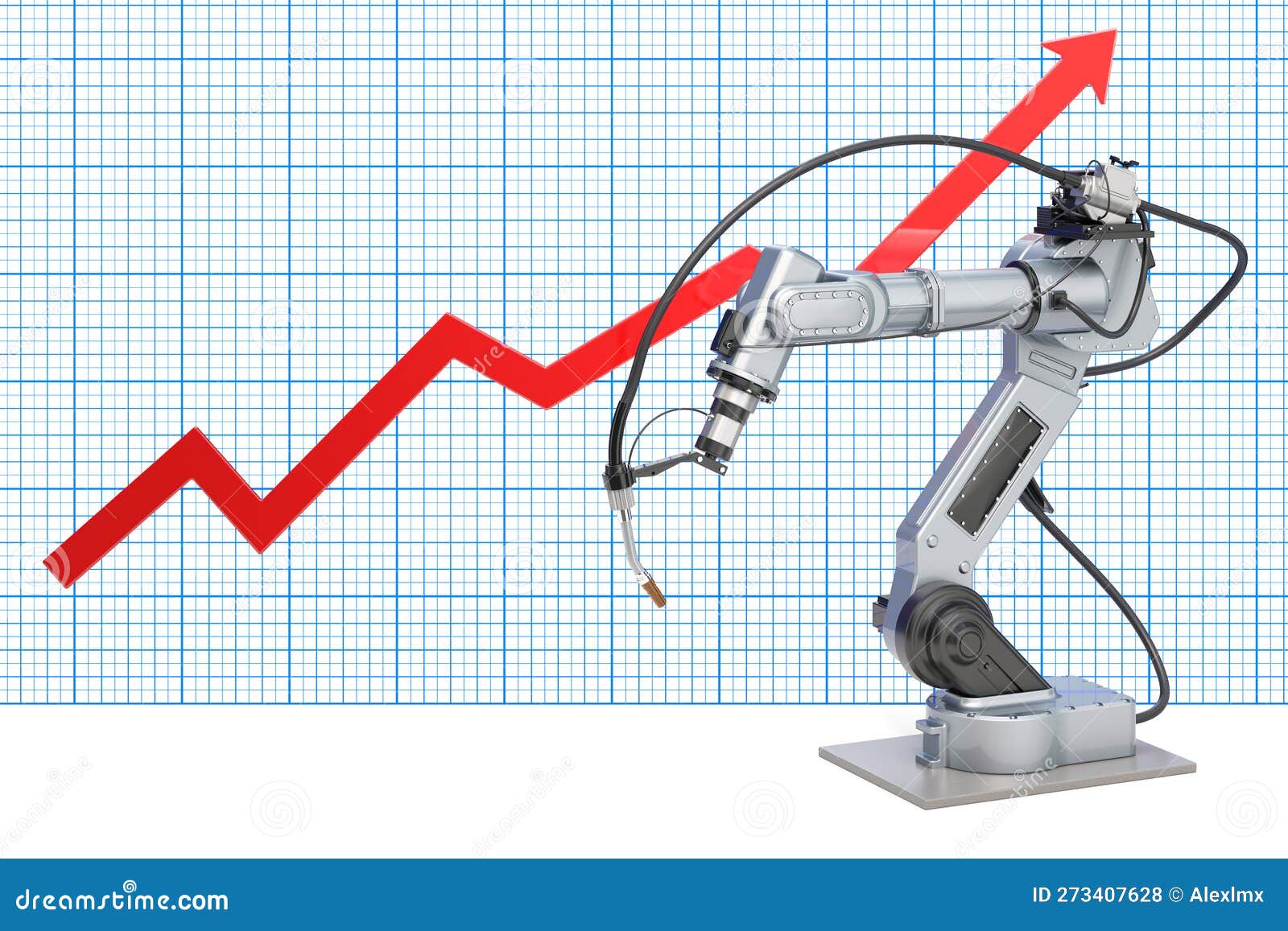 Robot Welding with Growing Chart. 3D Stock Illustration - Illustration ...