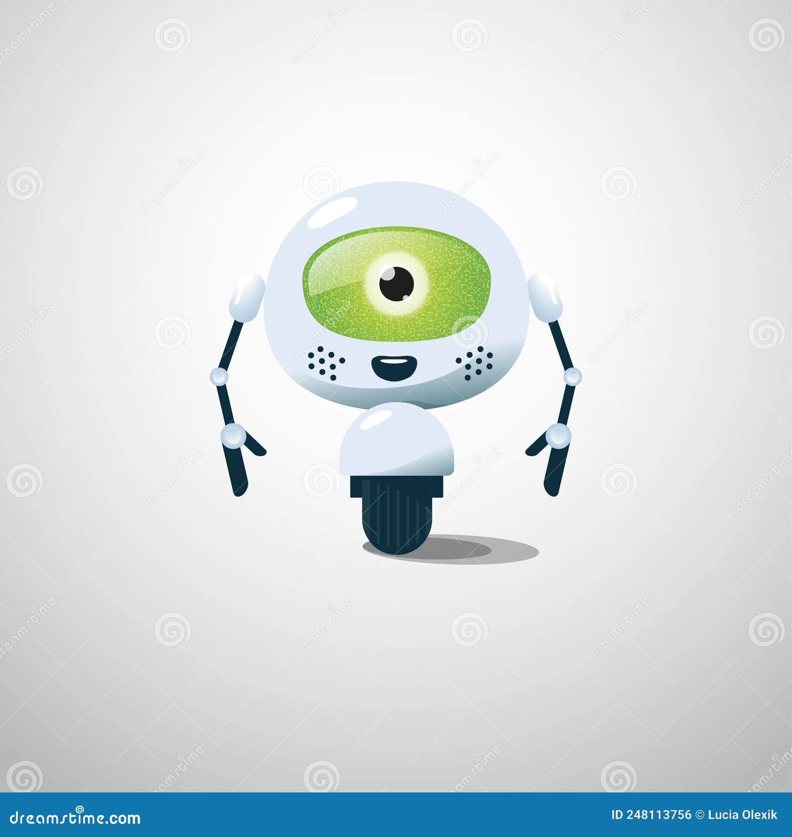 Robot on the Wheel. Android Character. Vector Illustration. Stock ...