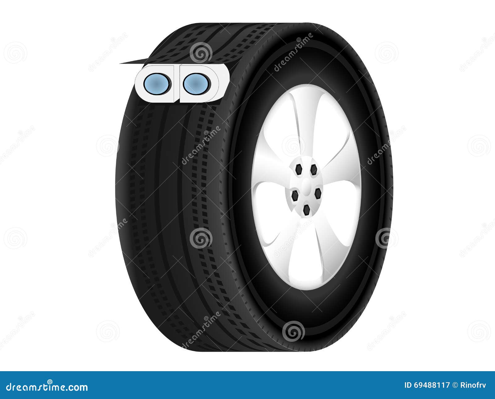 Robot-wheel Assesses the Situation Stock Illustration - Illustration of ...