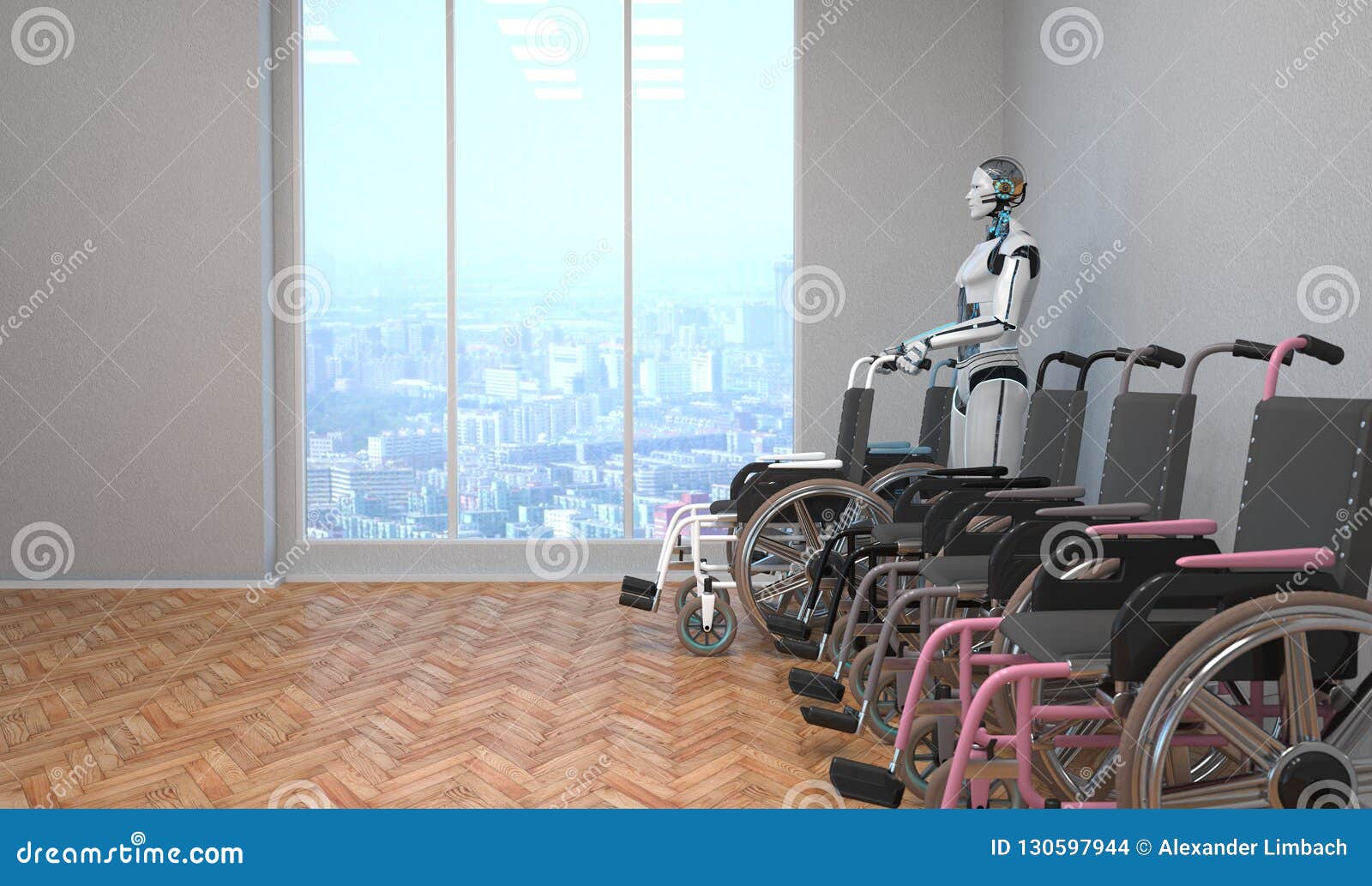 Robot, Wheel Line Icon In Blue Neon Style. Signs And Symbols Can Be ...