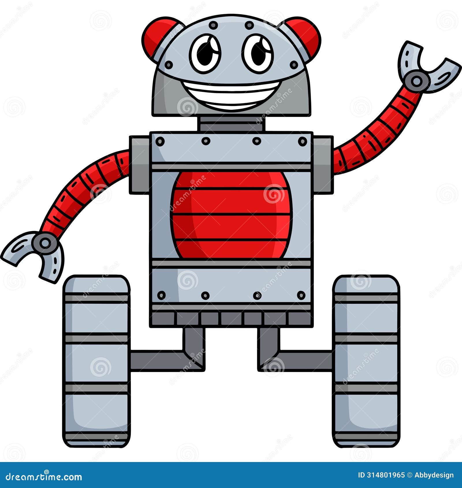 Robot with Wheels Cartoon Colored Clipart Stock Illustration ...