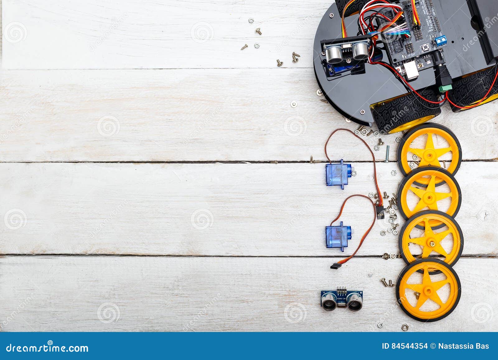 Robot On Wheels On A White Background. Artificial Intelligence Royalty ...