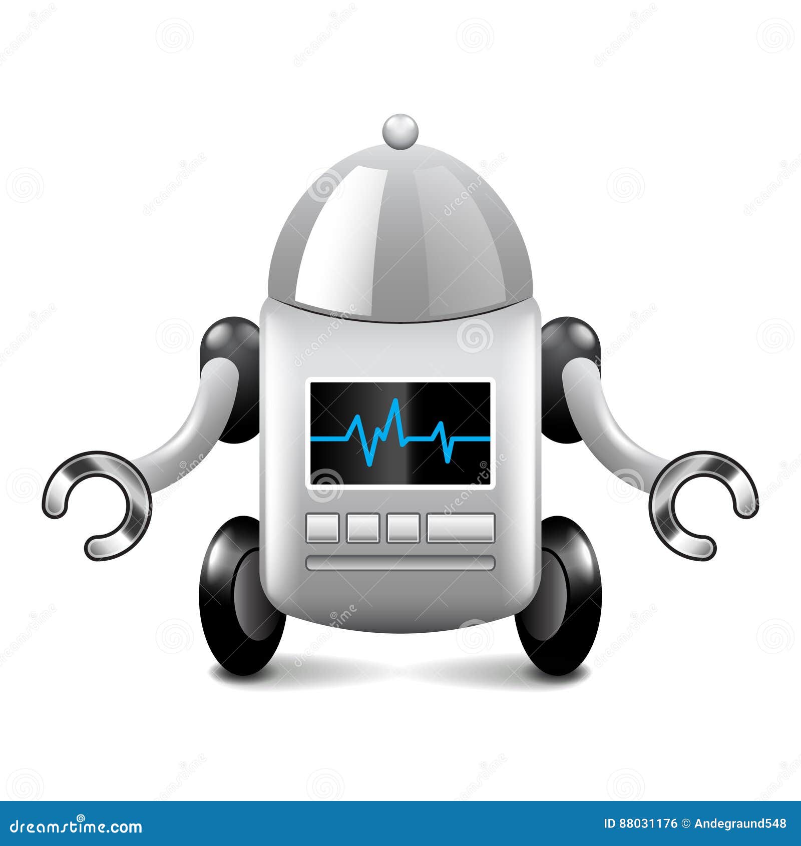 Robot on Wheels Isolated on White Vector Stock Vector - Illustration of ...