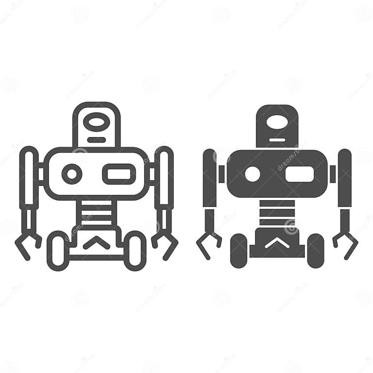 Robot on Wheels Line and Solid Icon, Robotization Concept, Robotic ...