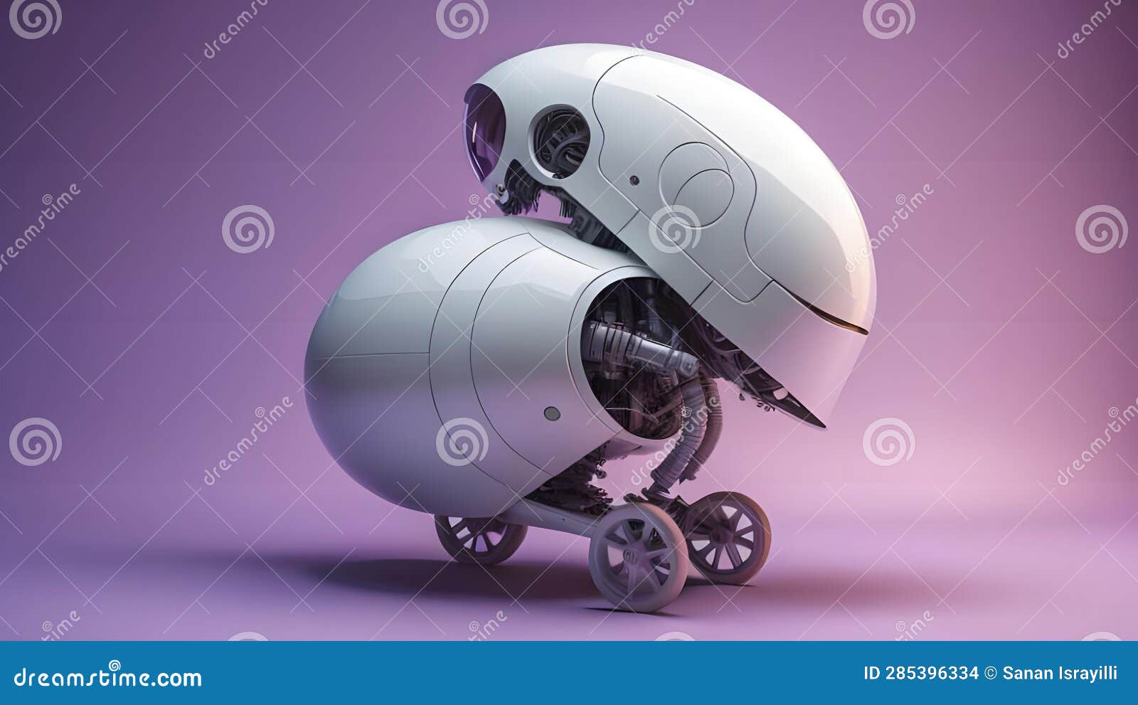 A Robot with Wheels on a Purple Background. Generative Ai Stock Photo ...