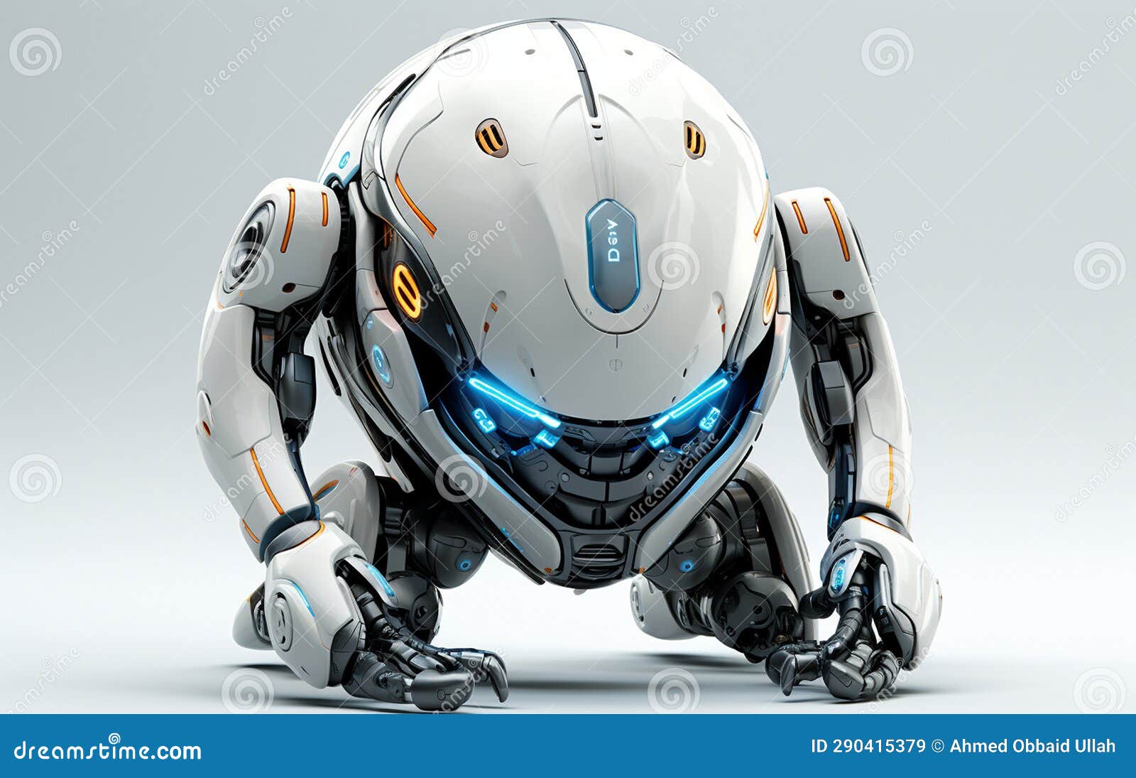 A Robot on a White Background. Generative by Ai Stock Illustration ...