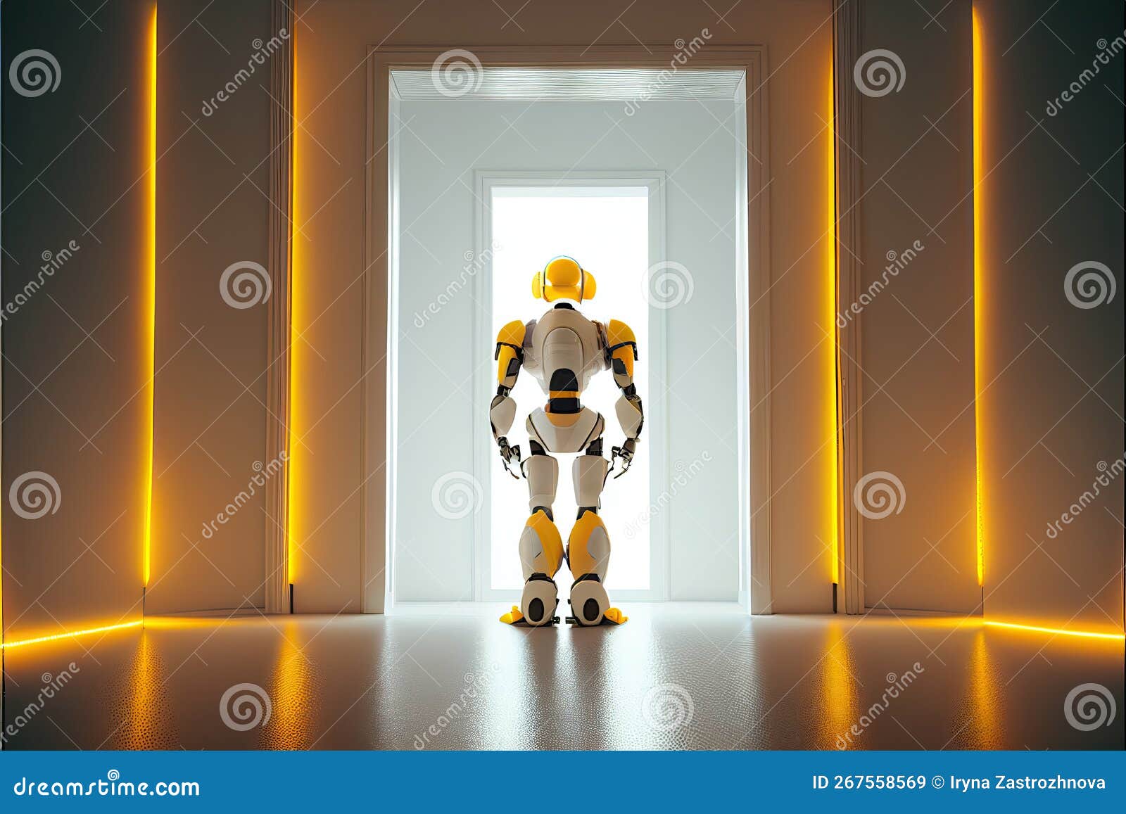 Robot on a White Background, Humanoid Cyborg. Generative AI Stock ...