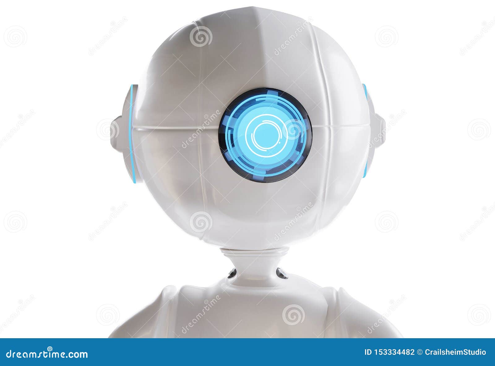 Robot White Blue One Eye a.I Stock Illustration - Illustration of ...