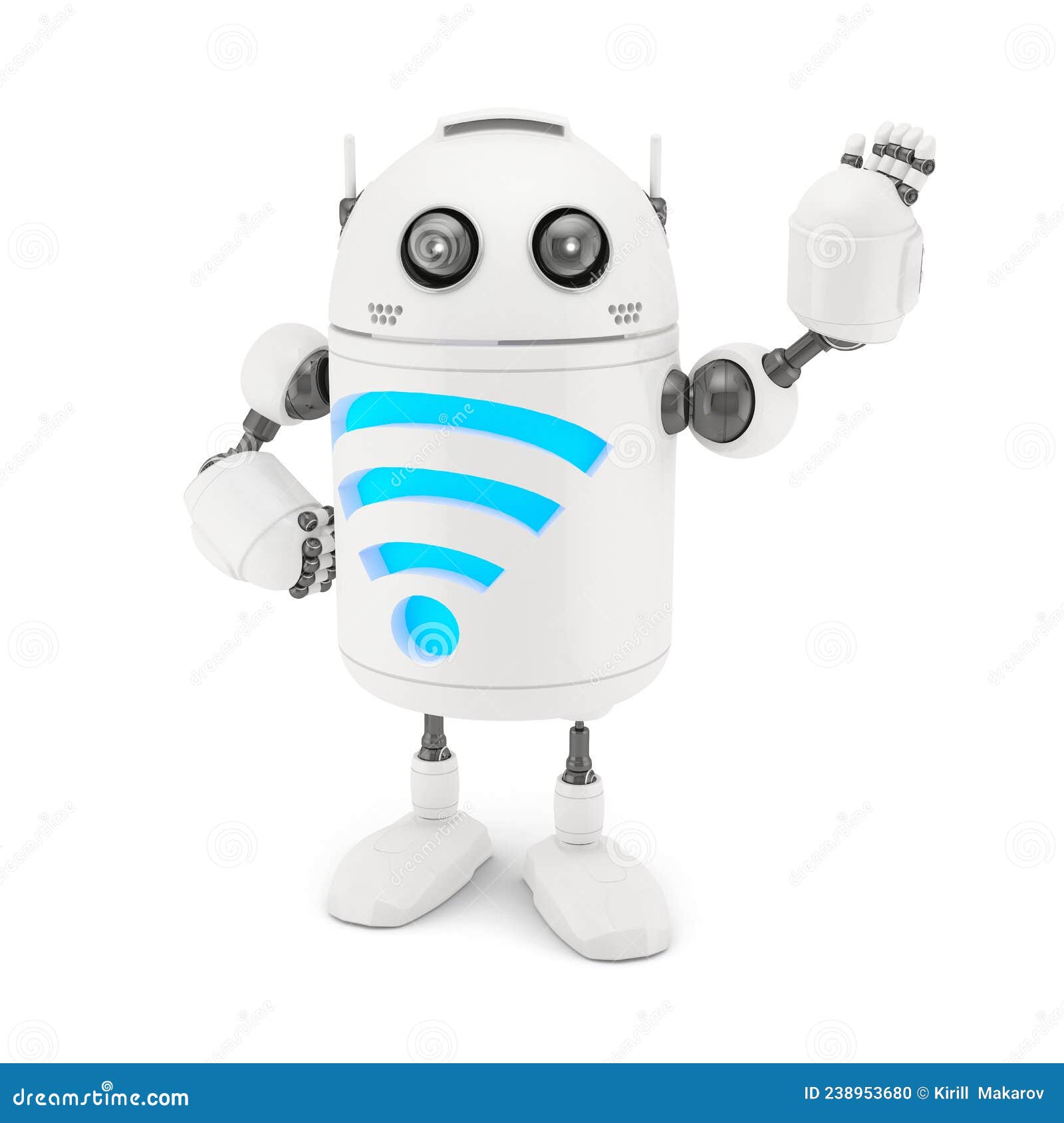 Robot with WiFi symbol stock illustration. Illustration of futuristic ...