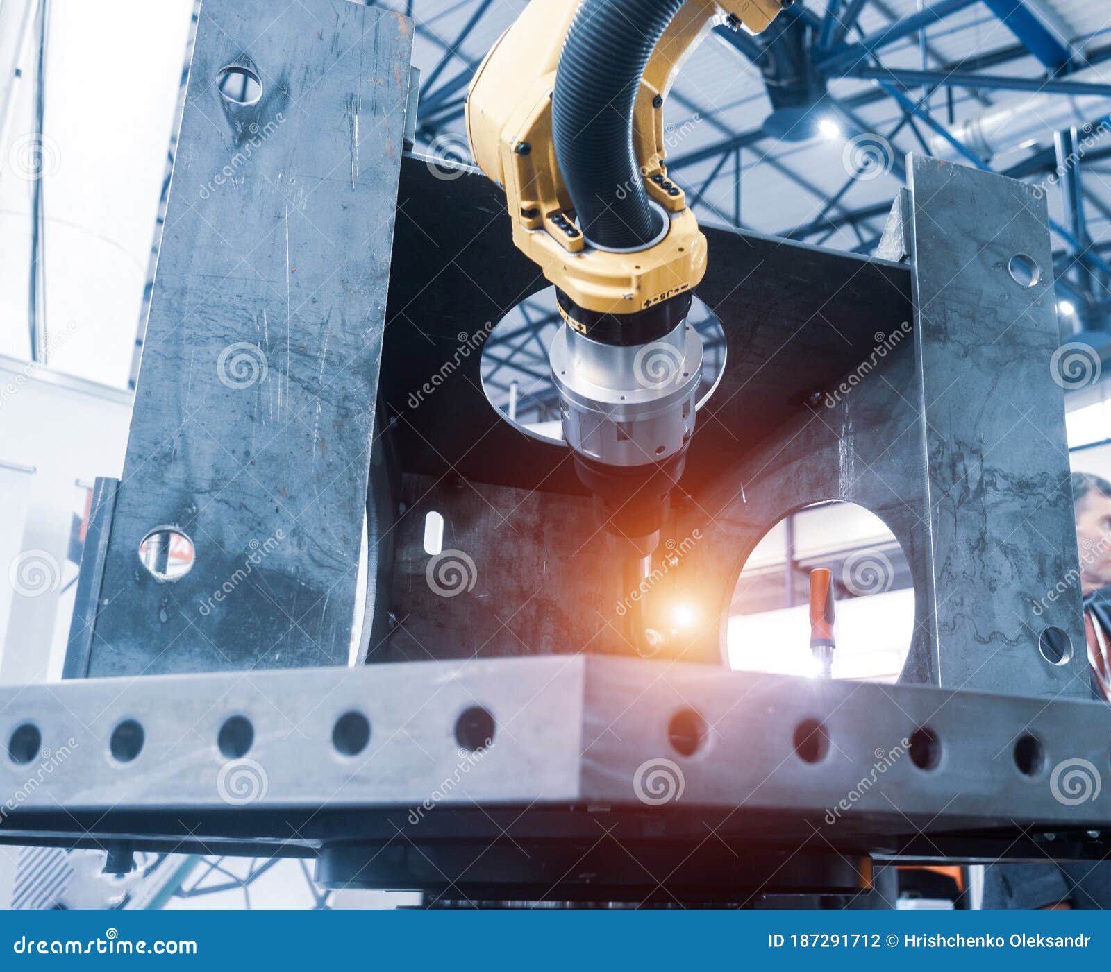 The Robot Will Weld the Part. Arc Welding Robot Stock Photo - Image of ...