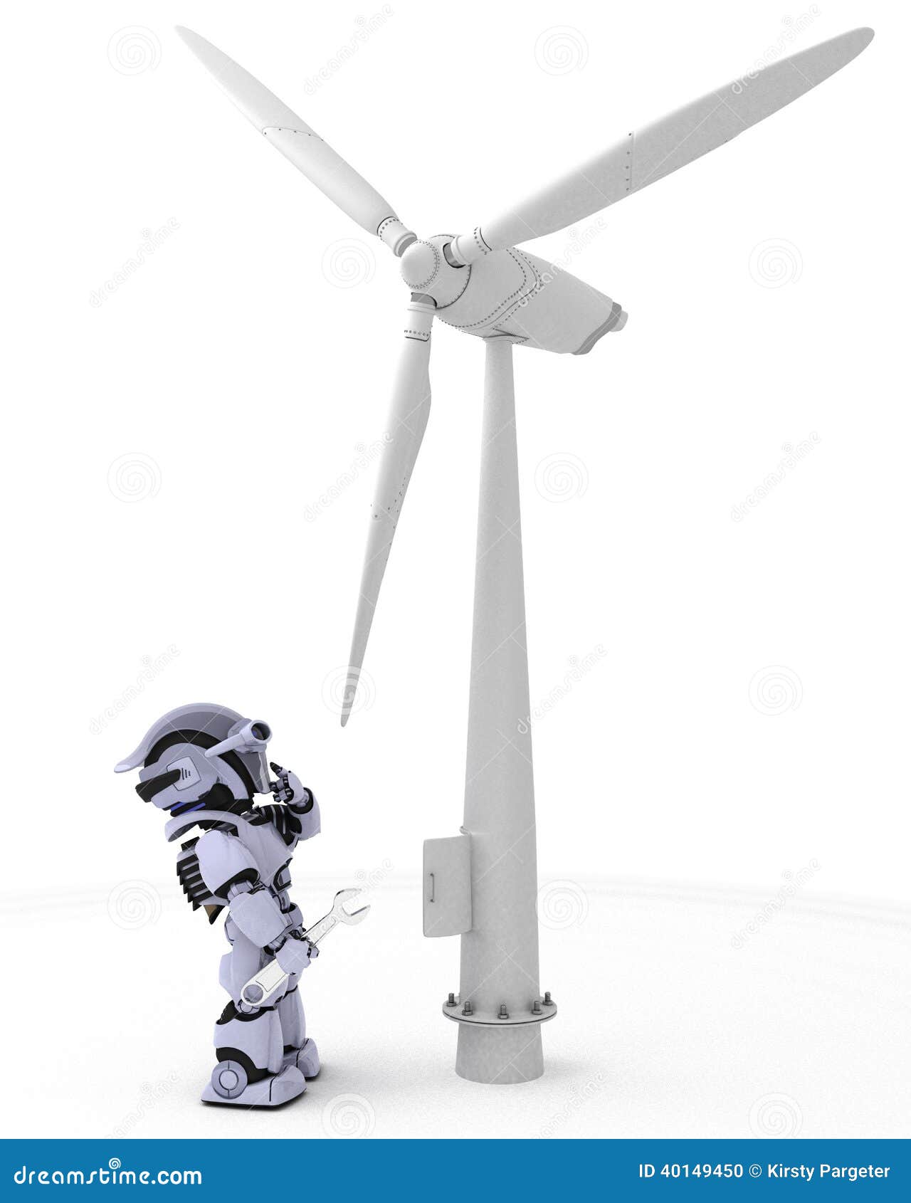 Robot with wind turbine stock illustration. Illustration of turbine ...