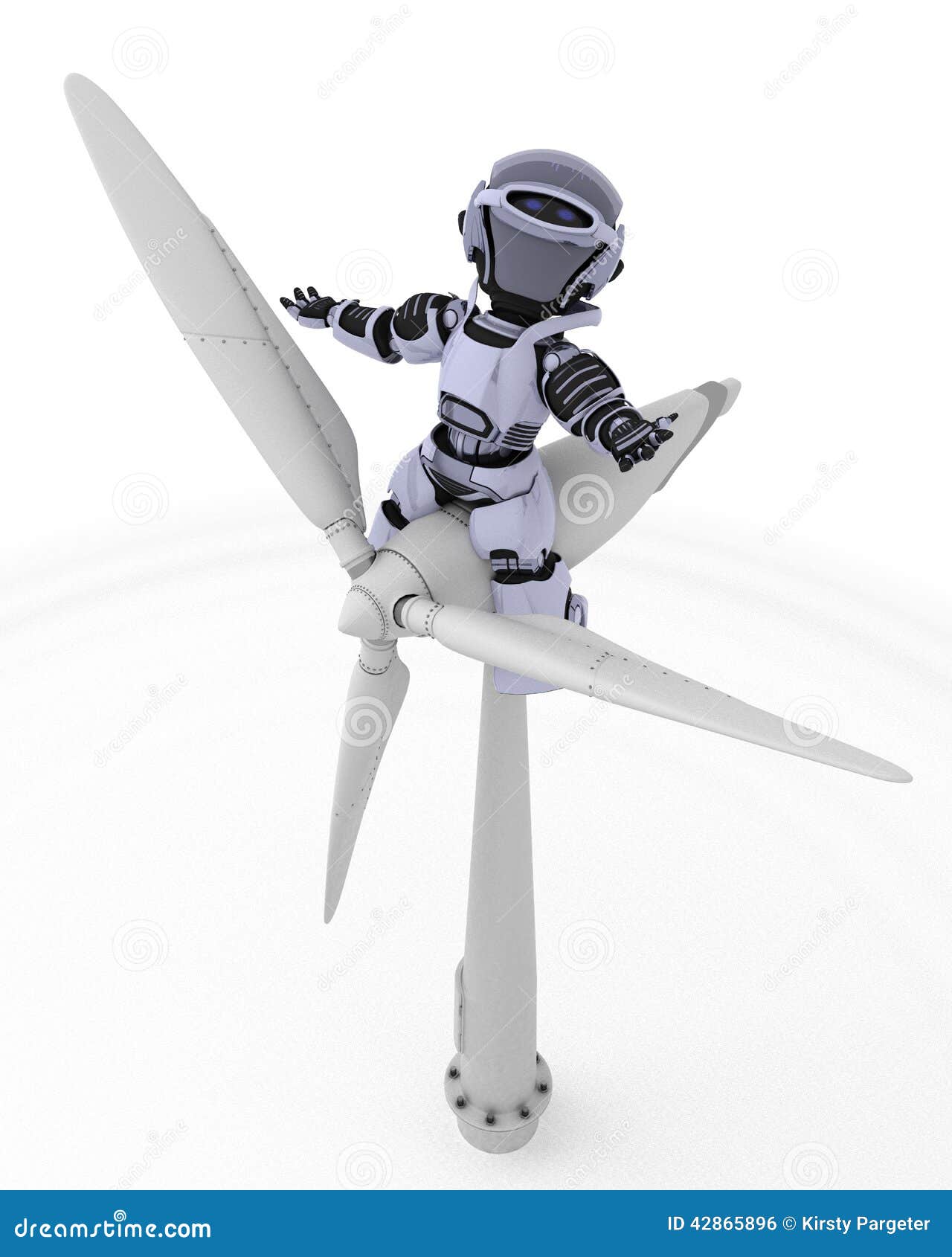 Robot with wind turbine stock illustration. Illustration of cute - 42865896